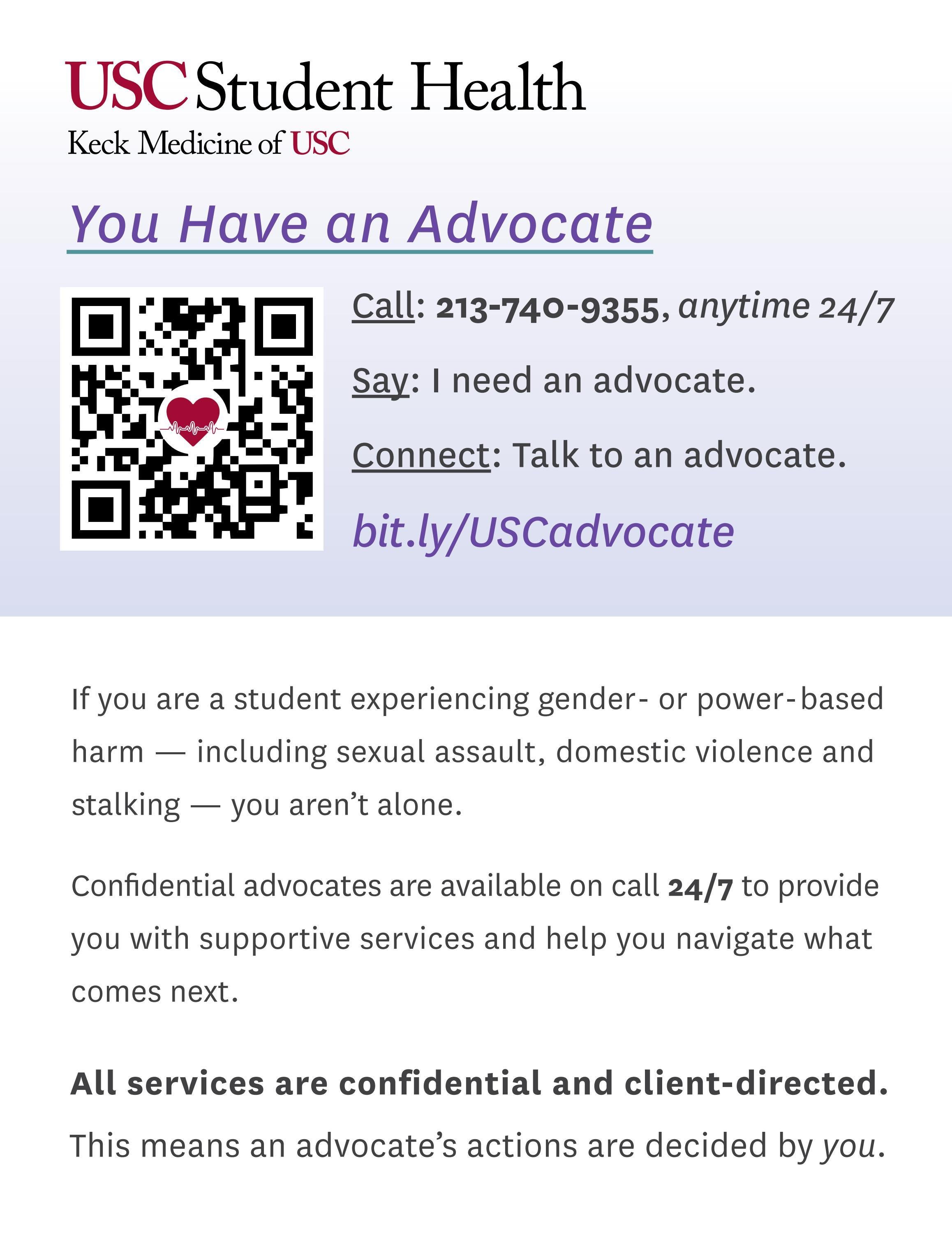 Confidential Advocate Services Card by University of Southern ...