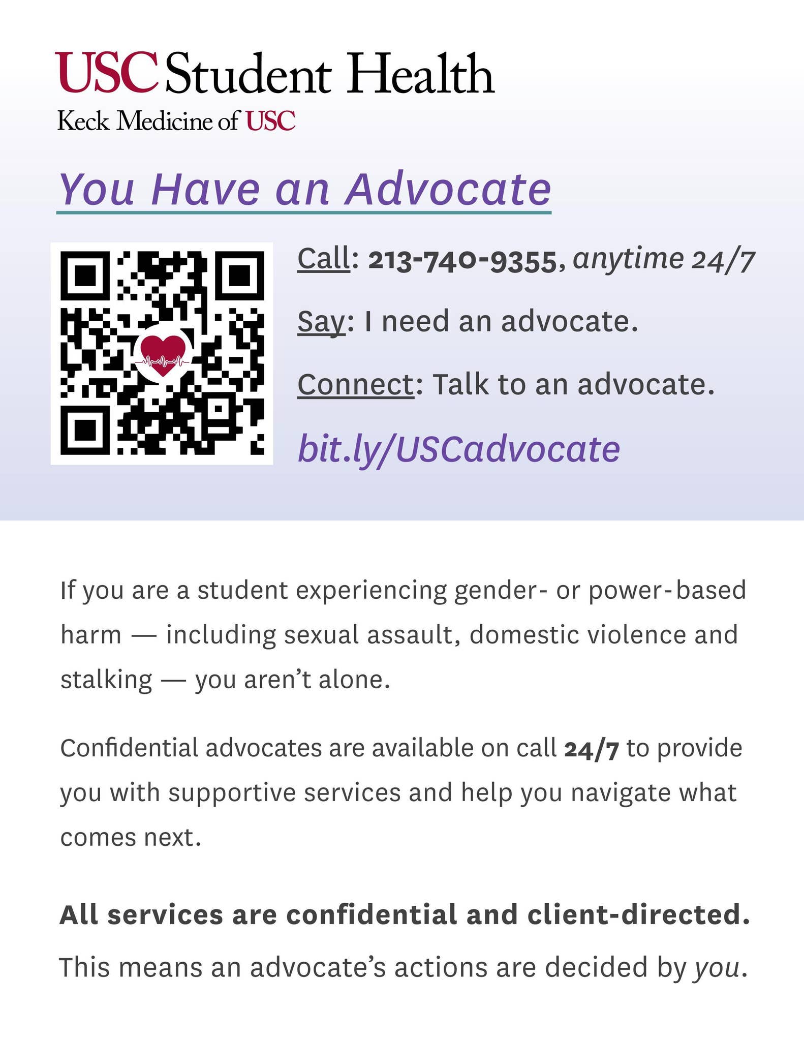 Confidential Advocate Services Card by University of Southern ...