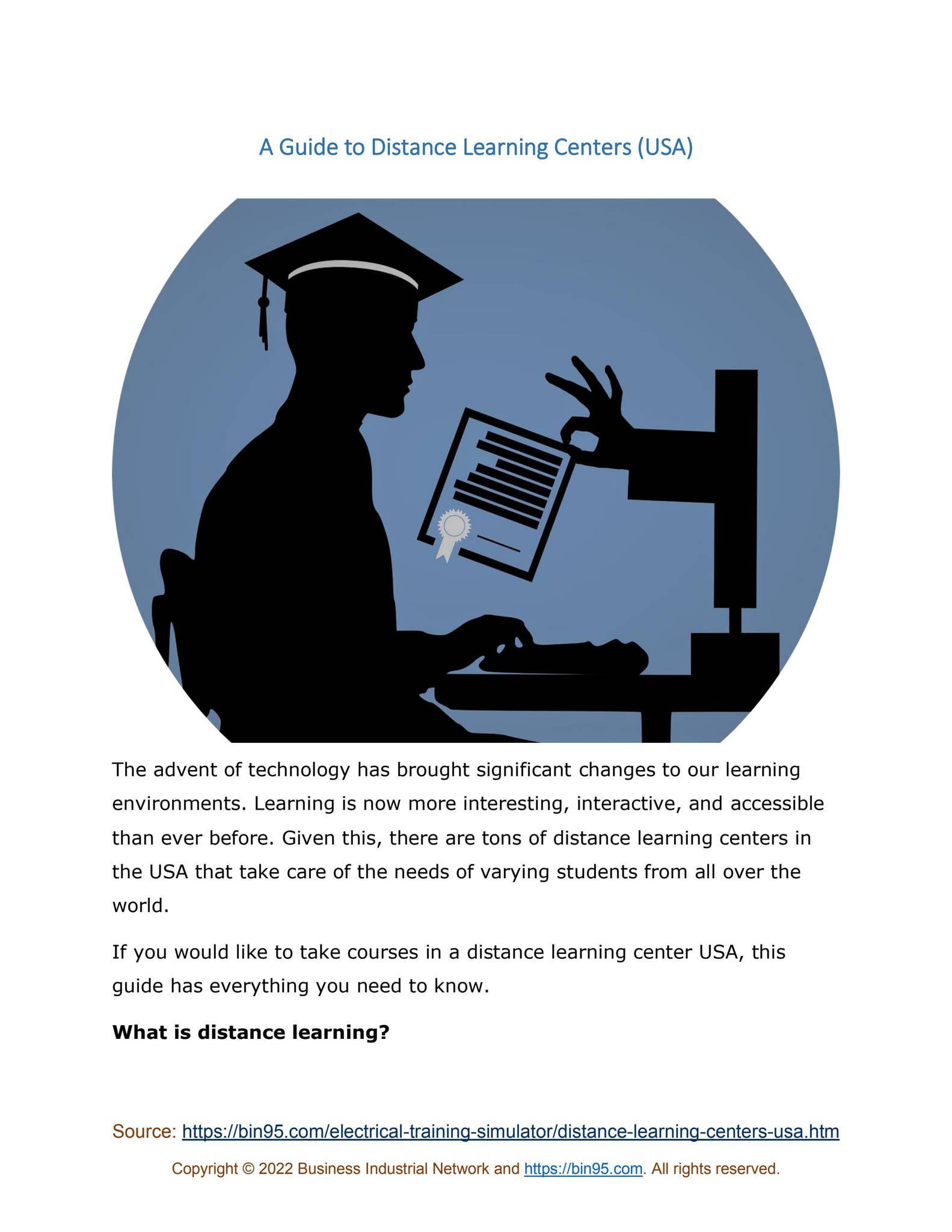 A Guide to Distance Learning Centers (USA) by BIN2022 - Issuu