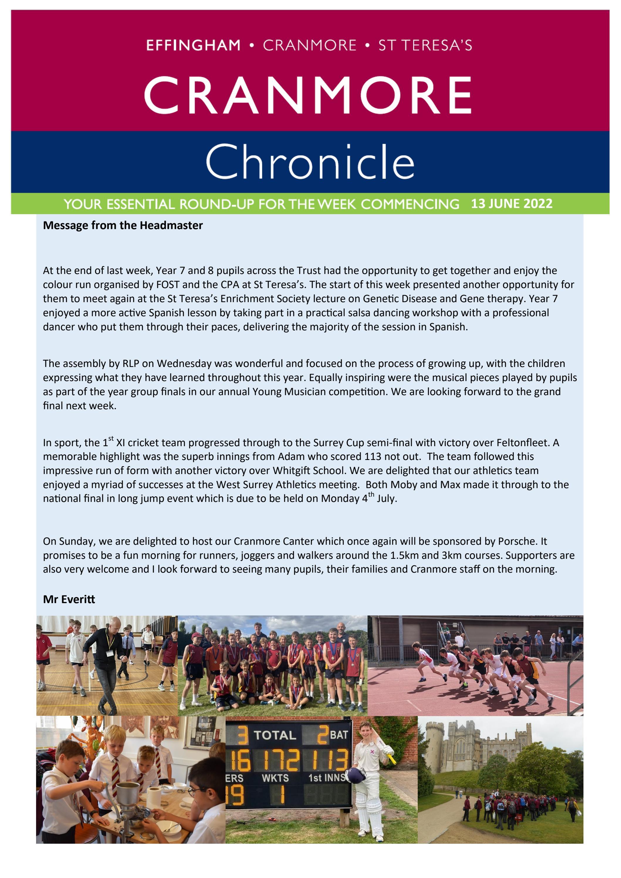 Cranmore Chronicle 13 June 2022 by Effingham Schools Trust - Issuu