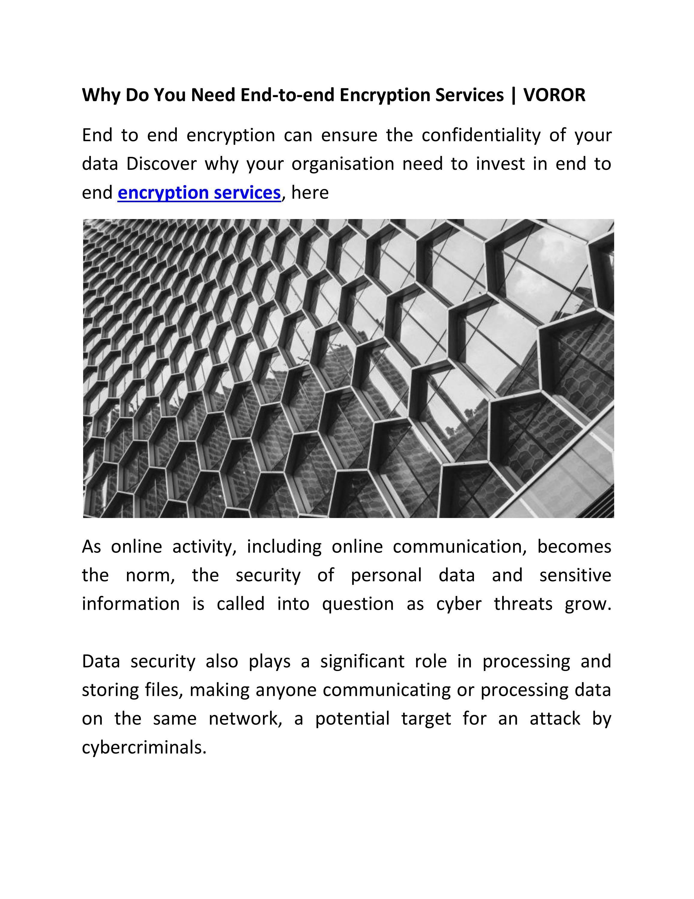 Why Do You Need End-to-end Encryption Services - VOROR by VOROR - Issuu