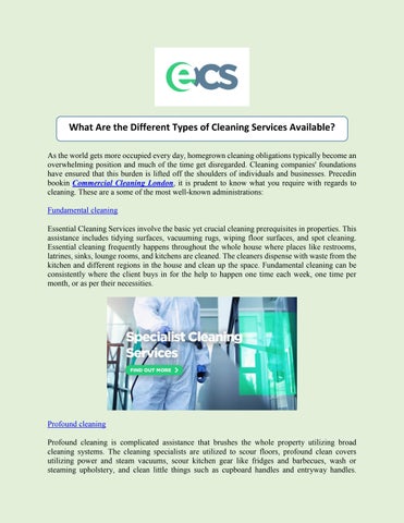 What Are the Different Types of Cleaning Services Available? by ECS ...