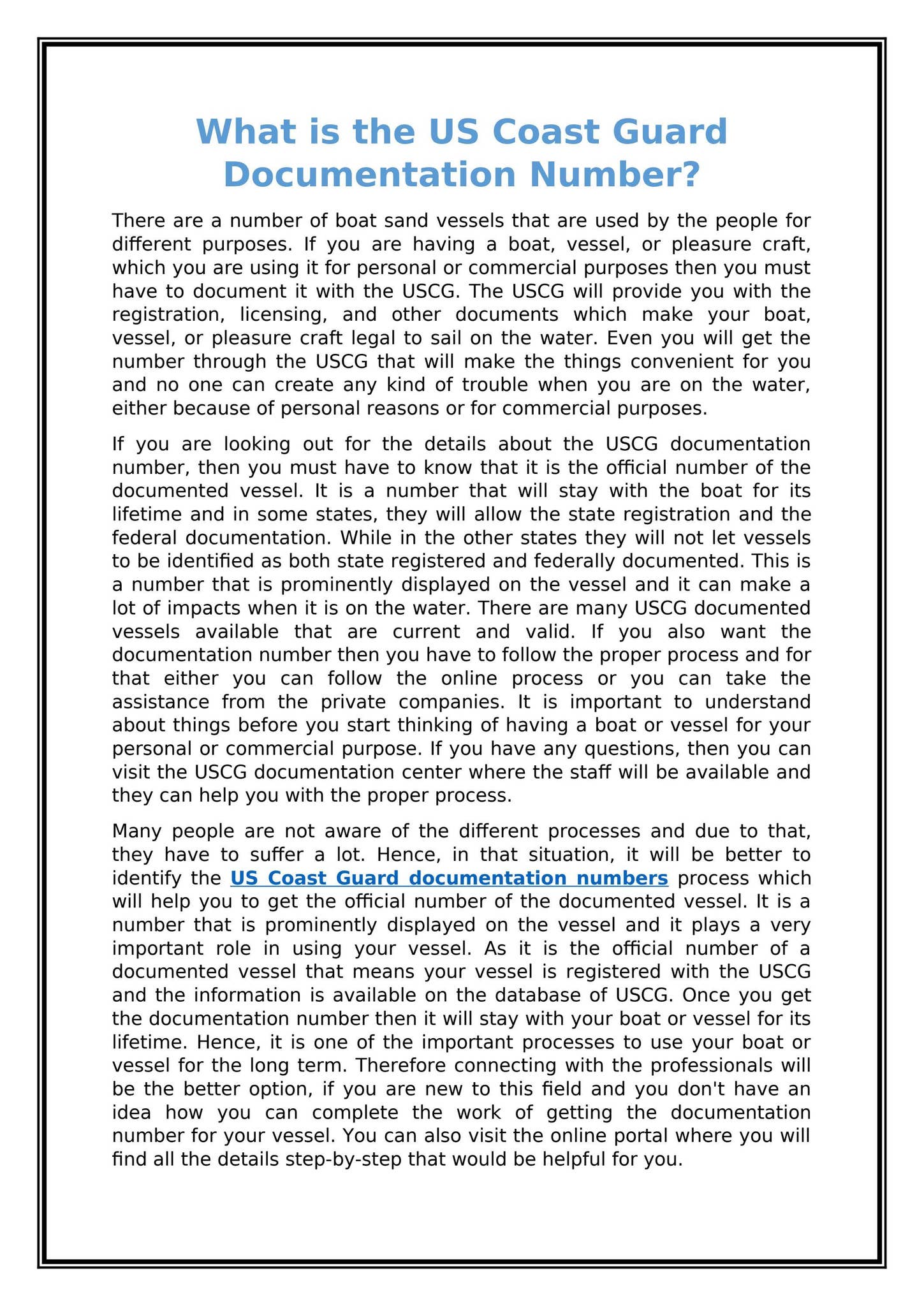 What is the US Coast Guard Documentation Number? by Chirag Patel - Issuu