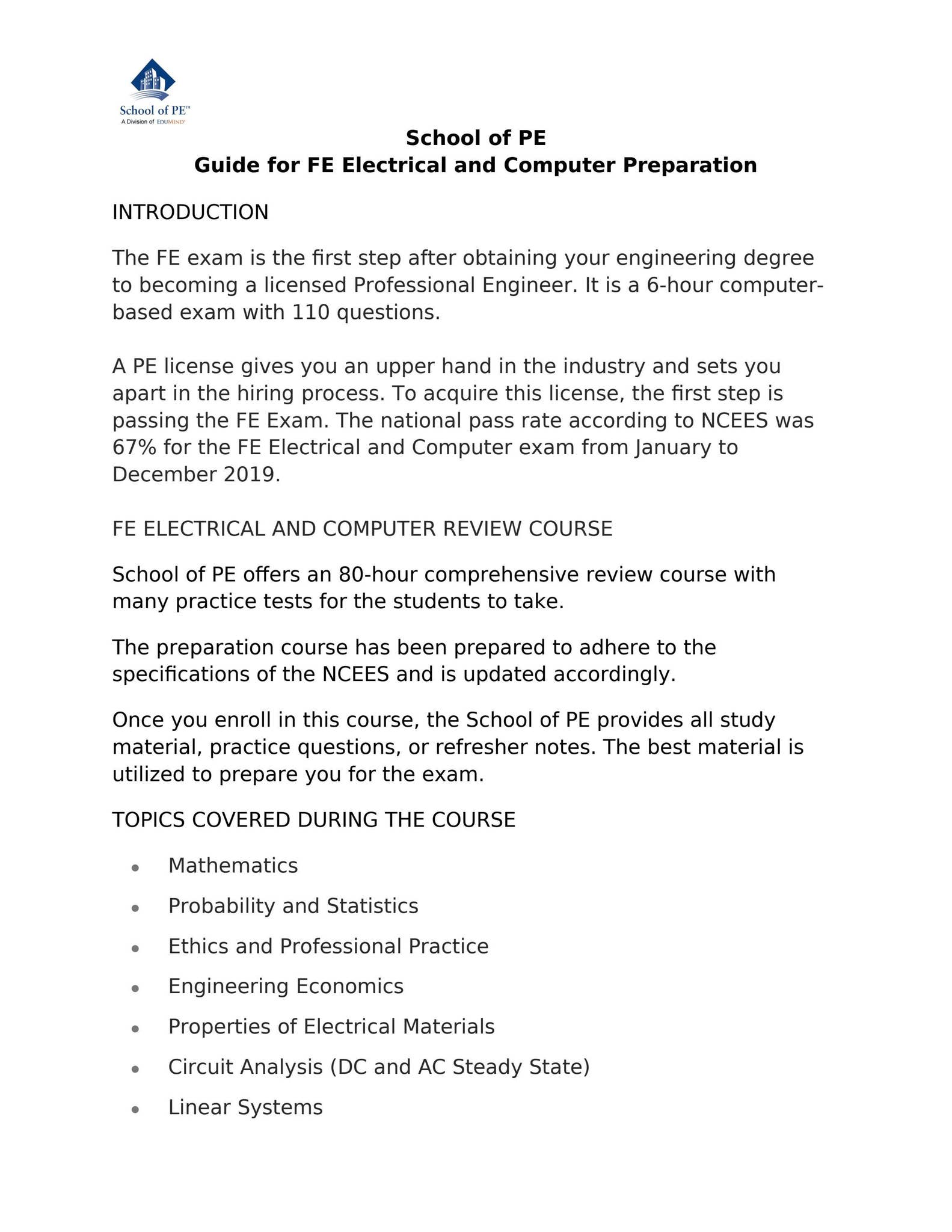 School of PE Guide for FE Electrical and Computer Preparation by School ...