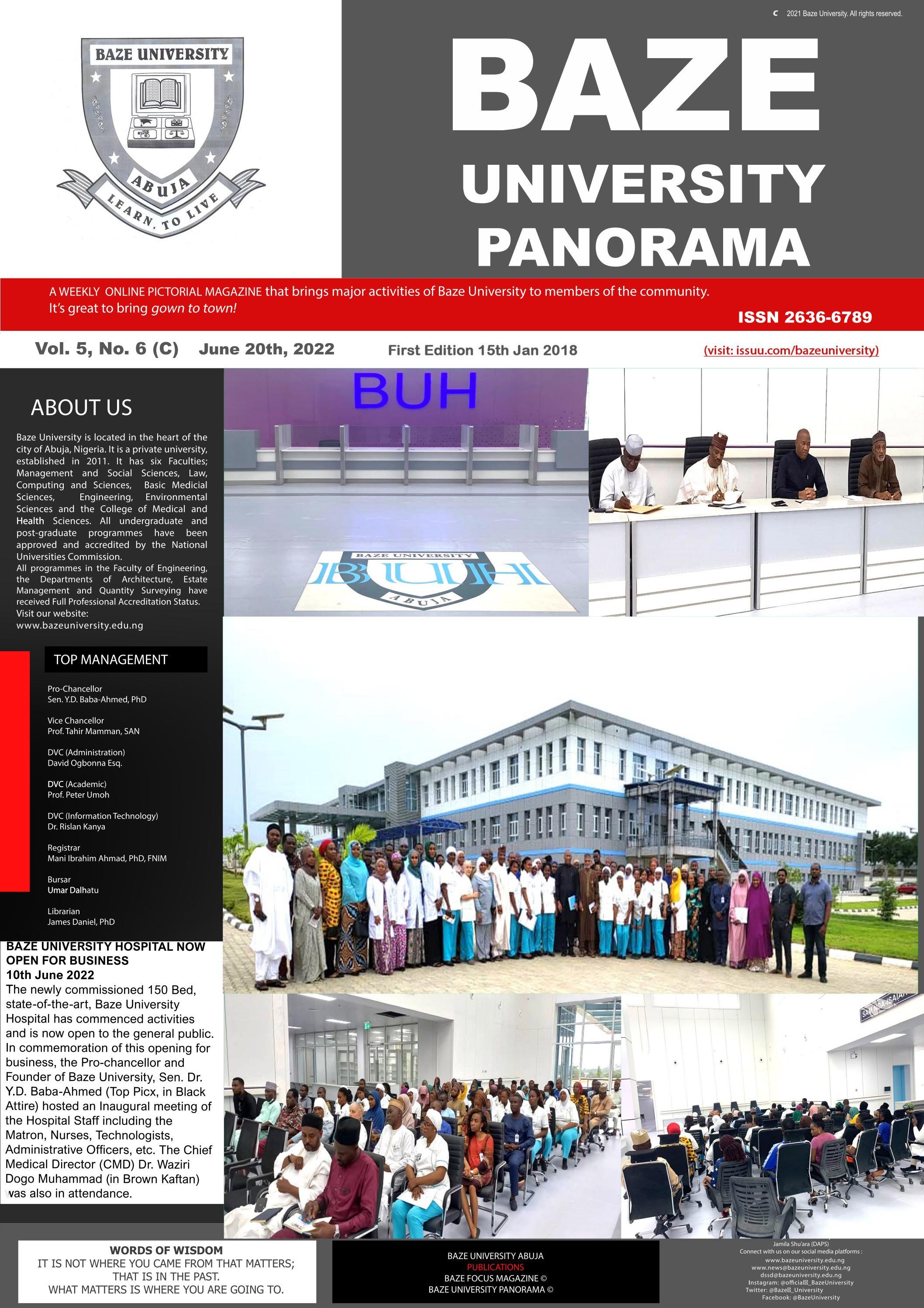 BAZE UNIVERSITY PANORAMA NEWS (20th June 2022) by Baze University - Issuu