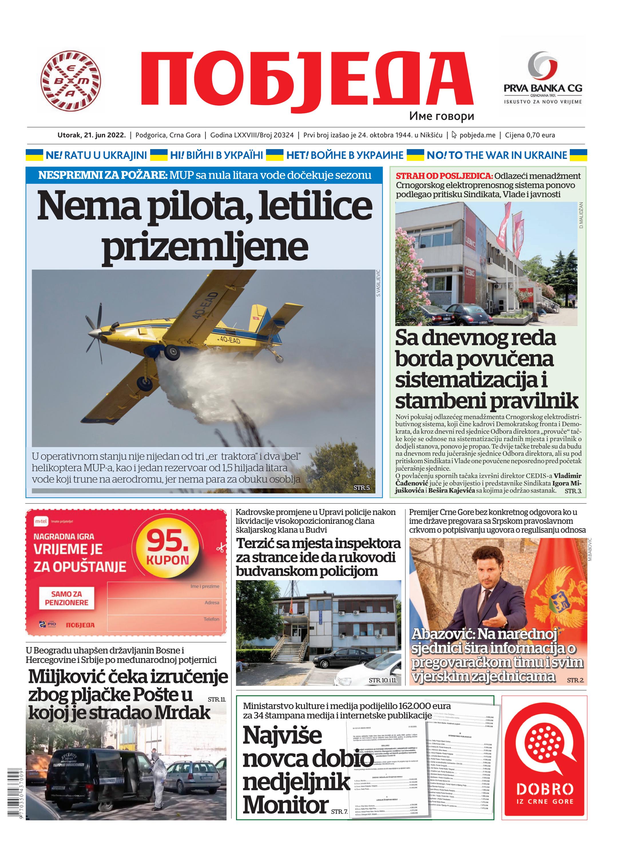Dnevni list Pobjeda 21.06.2022. by Pobjeda - Issuu