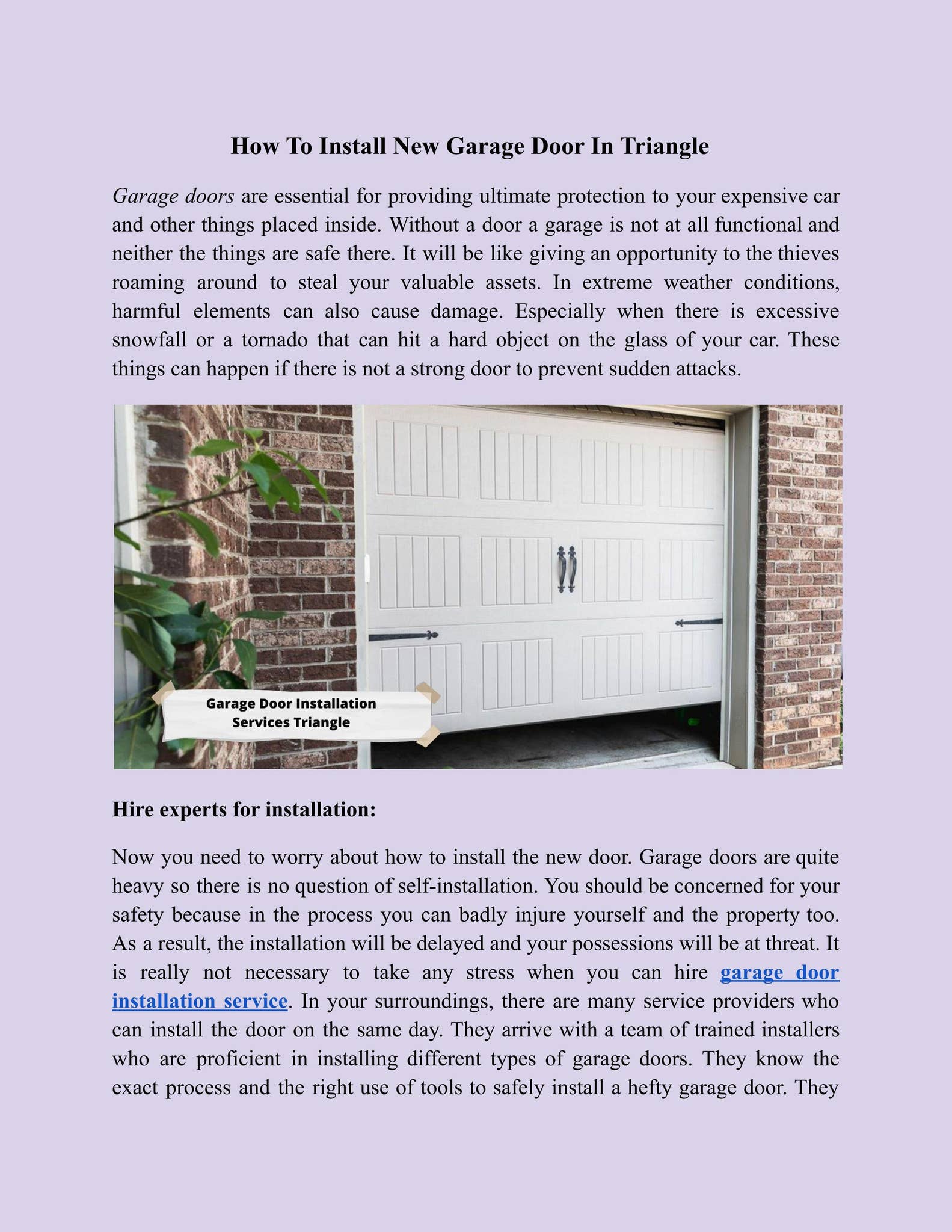How To Install New Garage Door In Triangle by Adams Garage Doors LLC ...