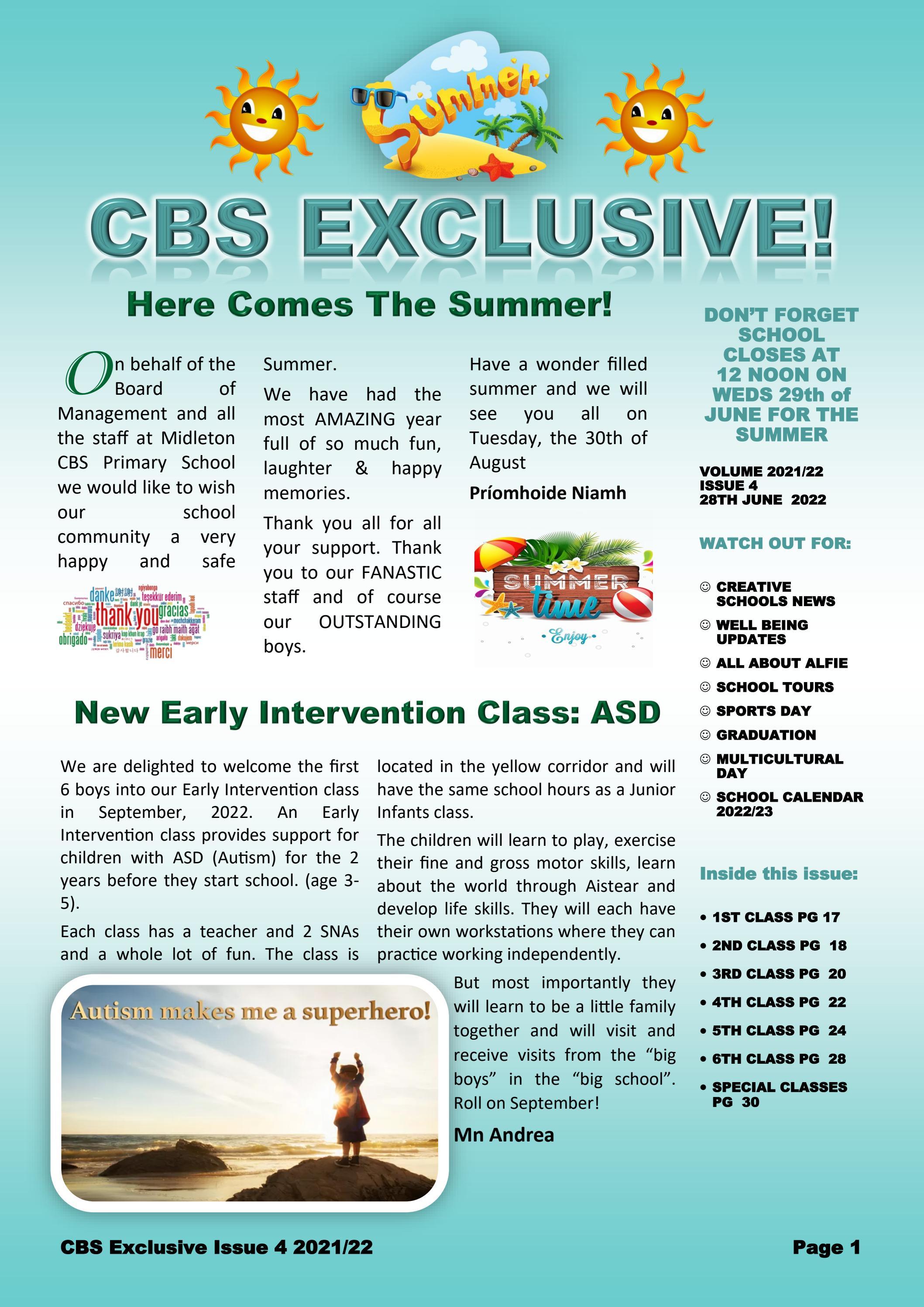 CBS Exclusive: Summer 2022 Edition by Midleton CBS Primary School - Issuu