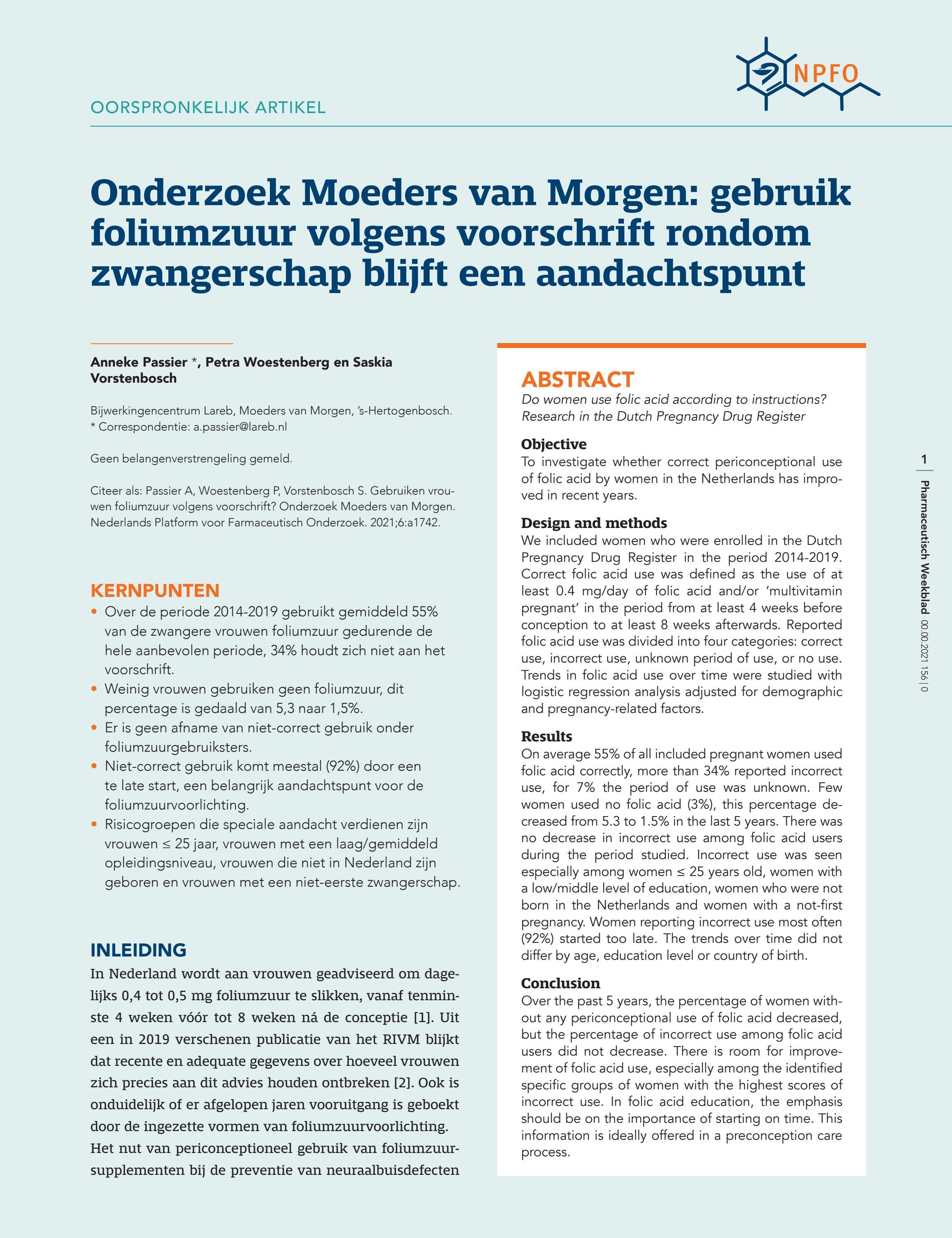 Onderzoek & informatie over gebruik foliumzuur rondom zwangerschap by Teva Nederland - Issuu