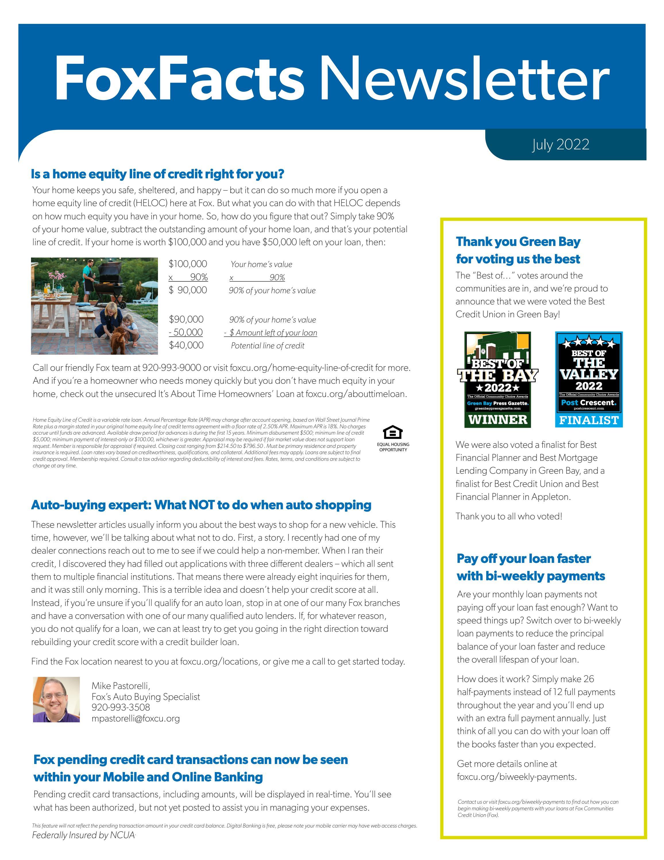 Fox Facts Newsletter - July 2022 by Fox Communities Credit Union - Issuu
