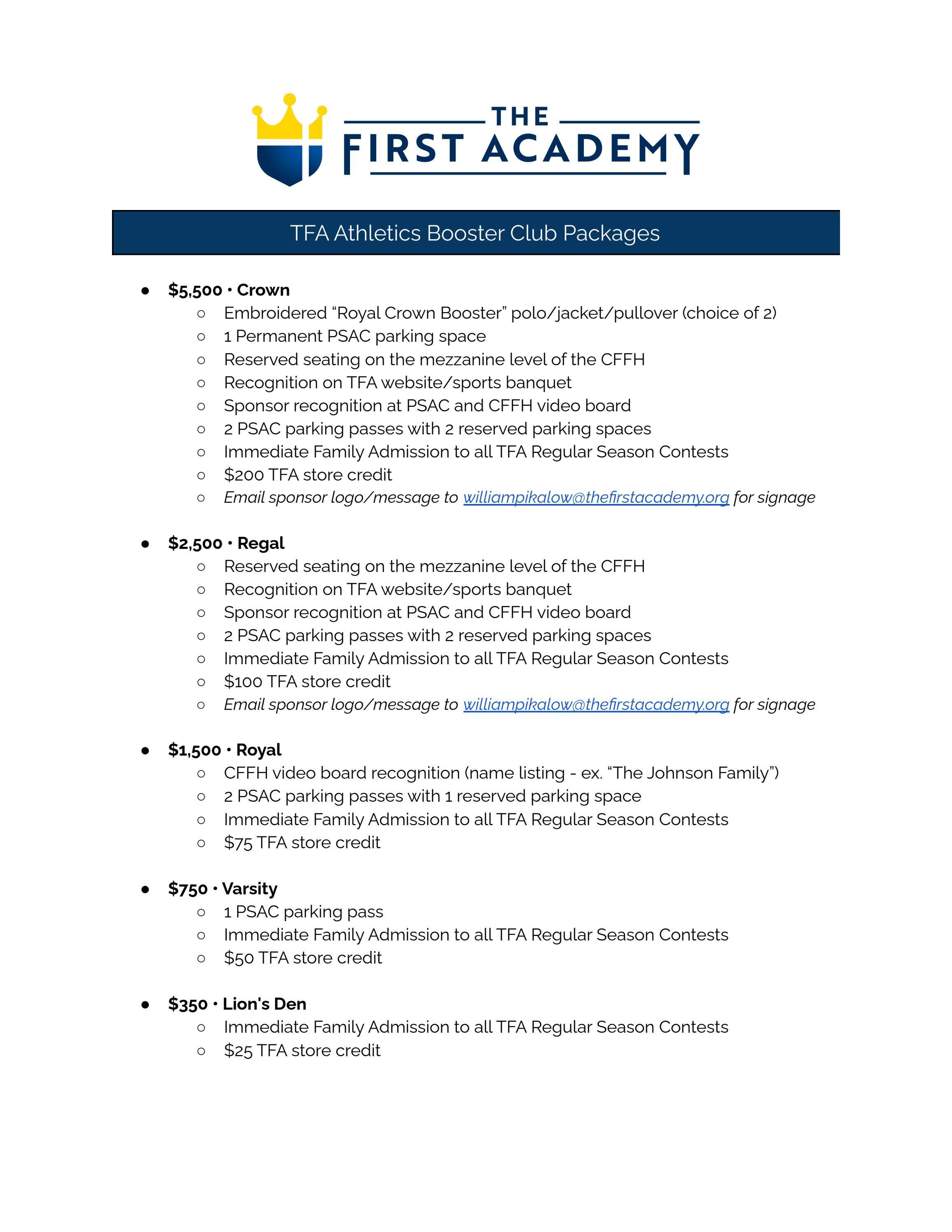 TFA Athletics Booster Membership by The First Academy - Issuu