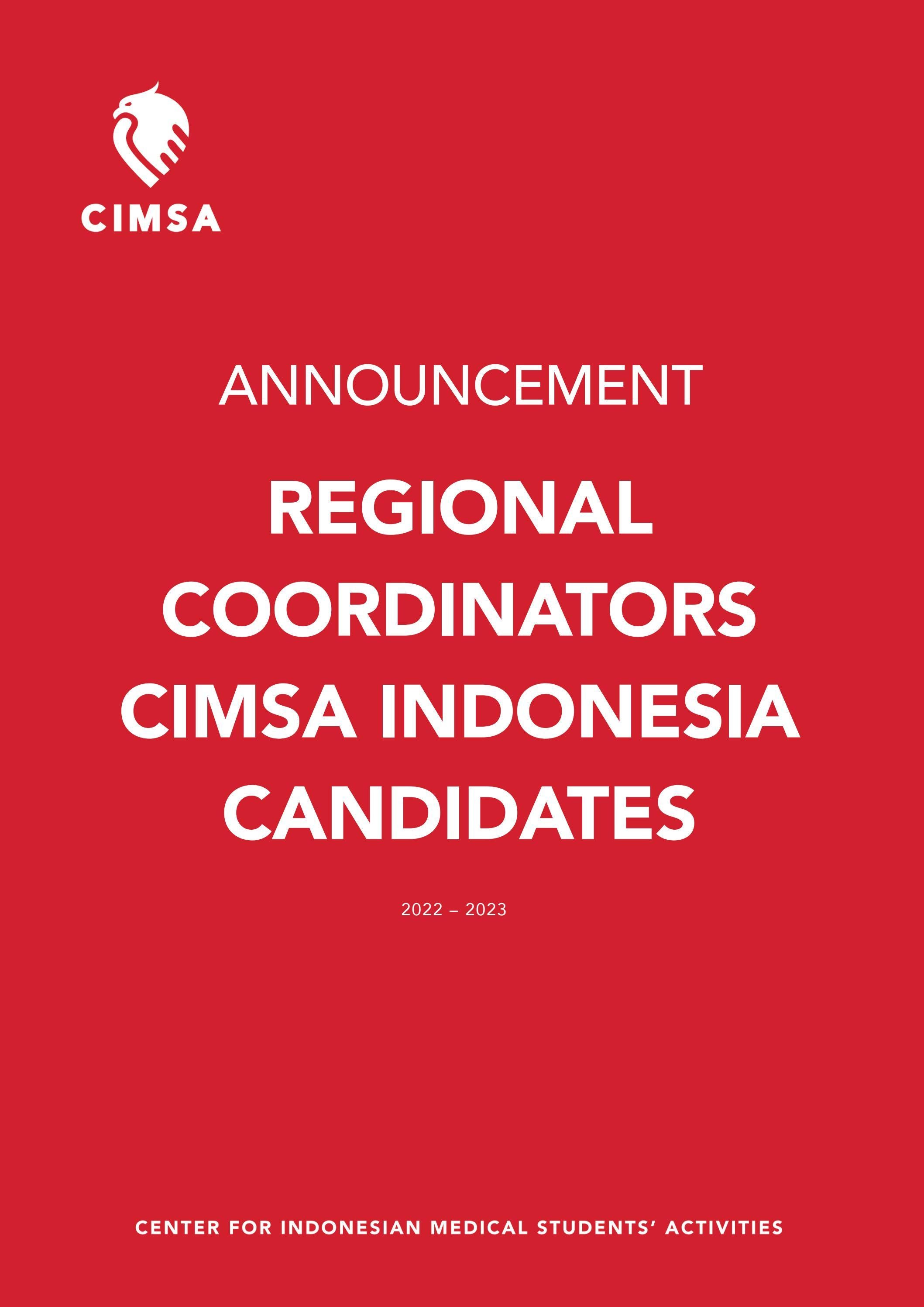 [ANNOUNCEMENT] Regional Coordinators CIMSA Indonesia 2022-2023 ...
