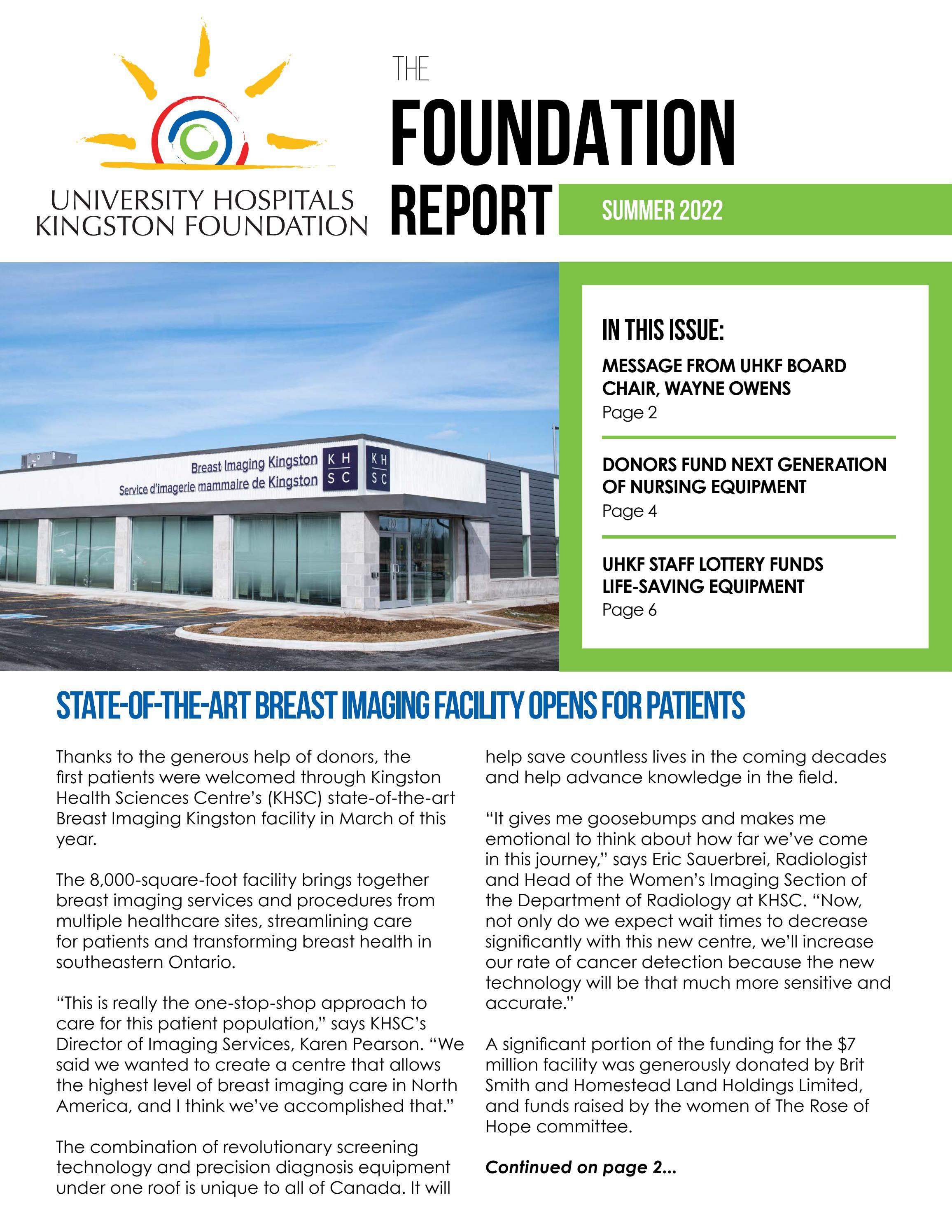 The Summer Foundation Report by University Hospitals Kingston ...
