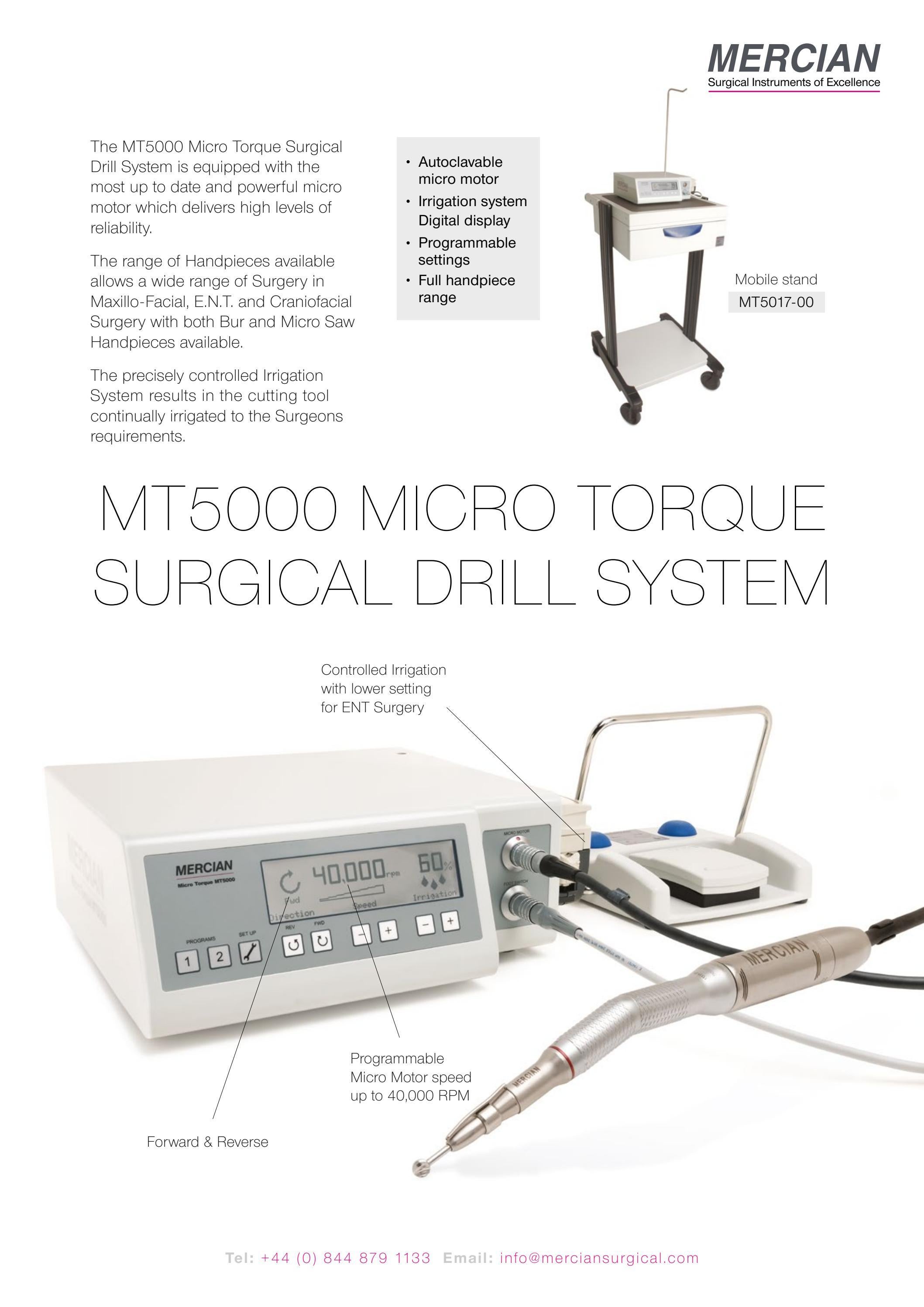 MT5000 Micro Torque Surgical Drill System by Mercian Surgical - Issuu