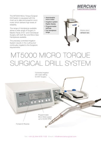 MT5000 Micro Torque Surgical Drill System by Mercian Surgical - Issuu