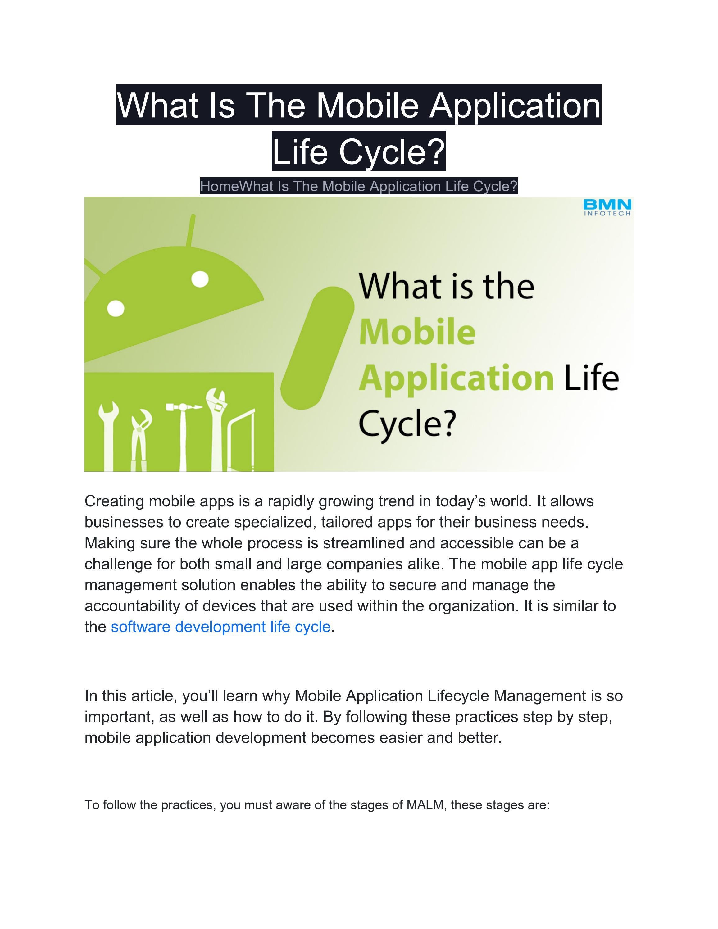 What Is The Mobile Application Life Cycle? by bmninfotech - Issuu