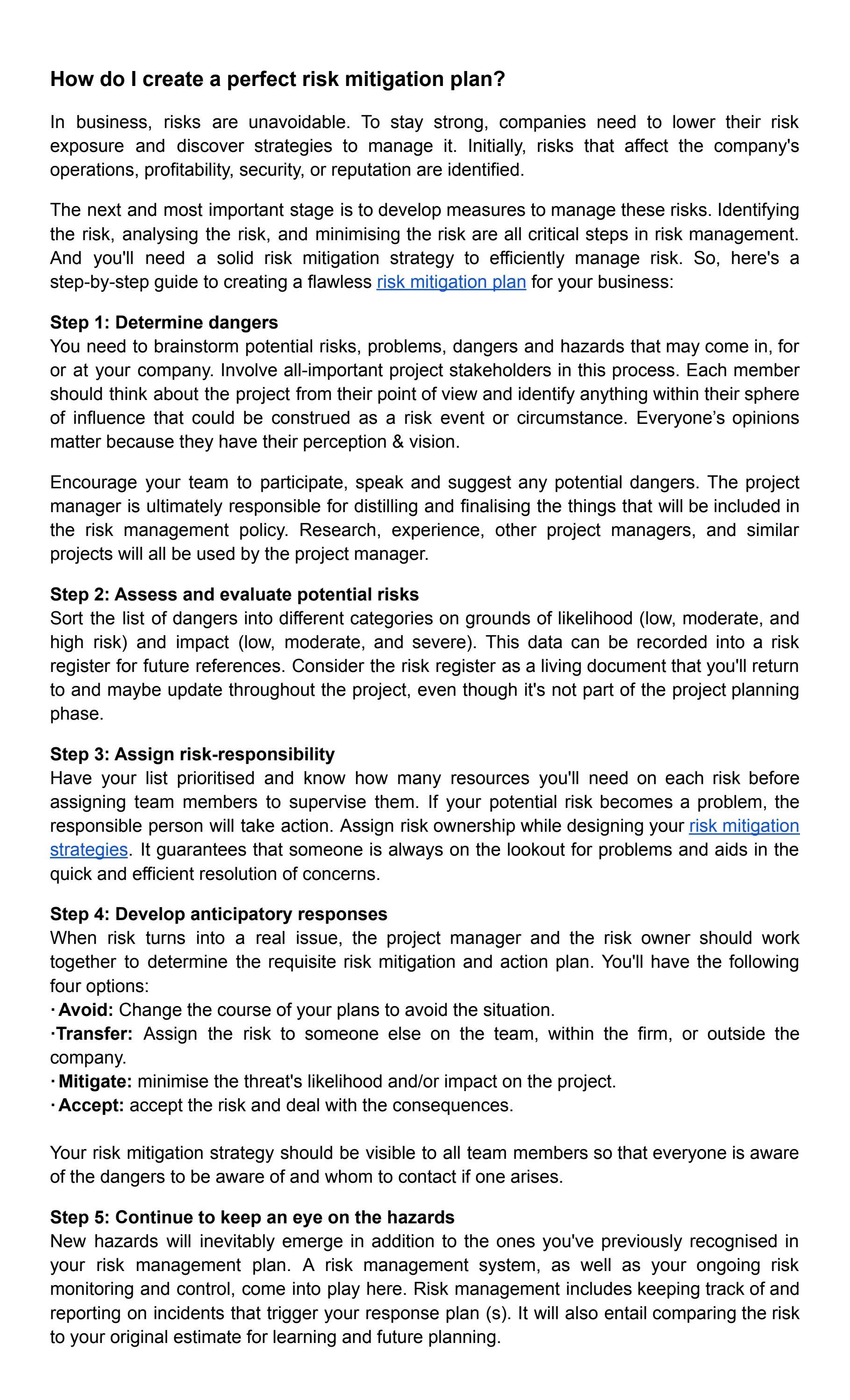 How Do I Create A Perfect Risk Mitigation Plan By Evocatus Consulting how-do-i-create-a-perfect-risk-mitigation-plan-by-evocatus-consulting