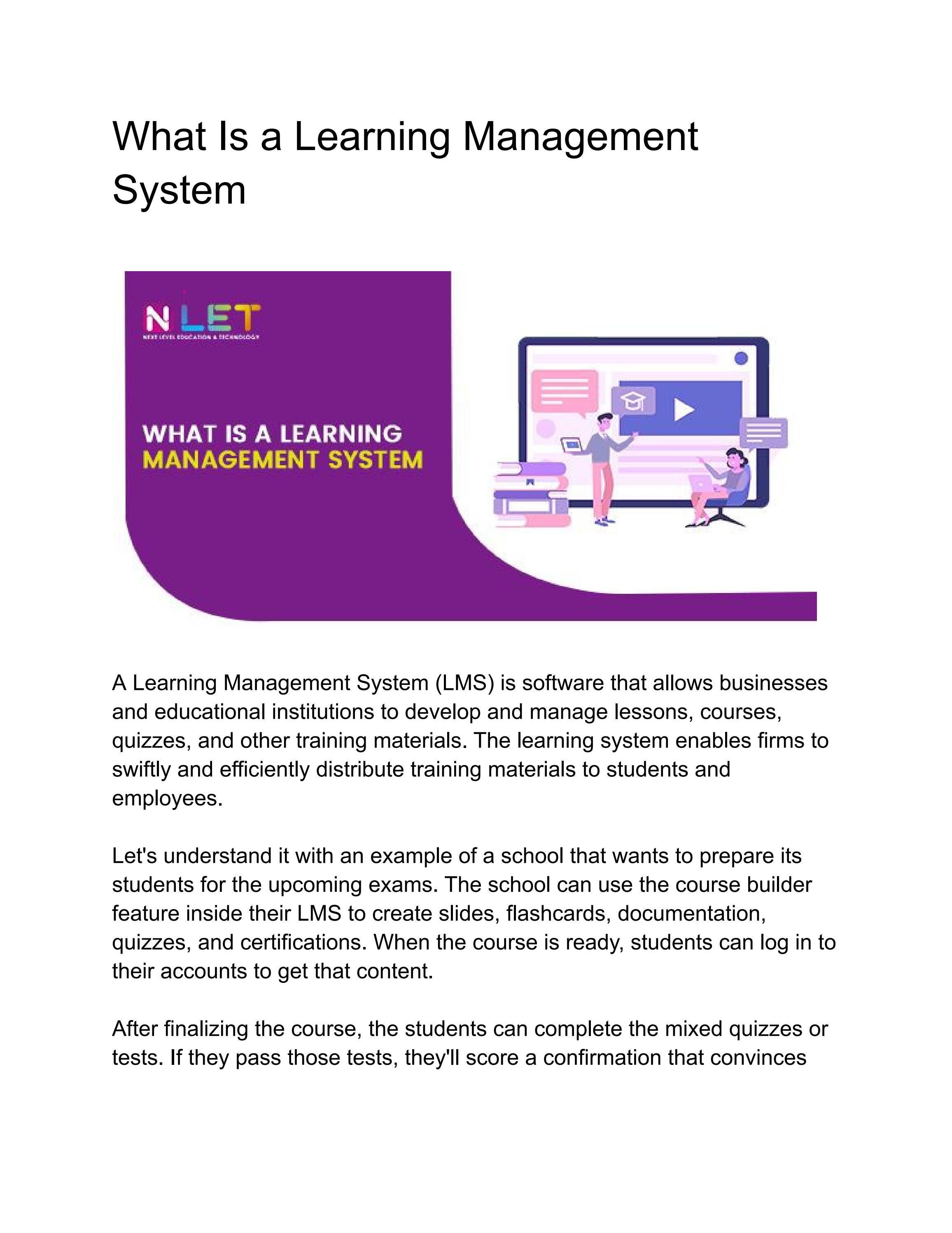 What Is A Learning Management System By NLET Web Development And