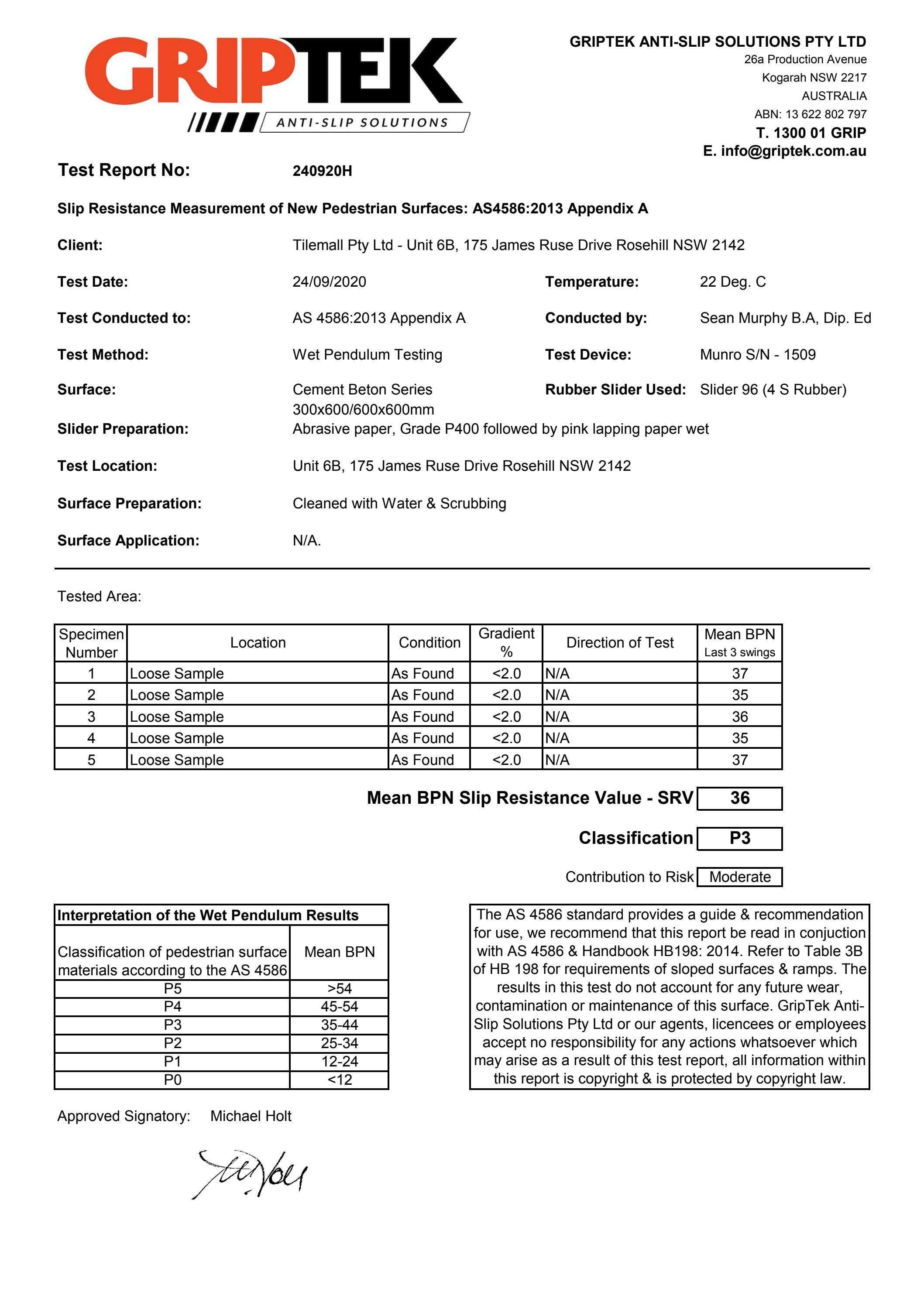 Tilemall Slip Resistance Certificate-Beton by Tilemall - Issuu
