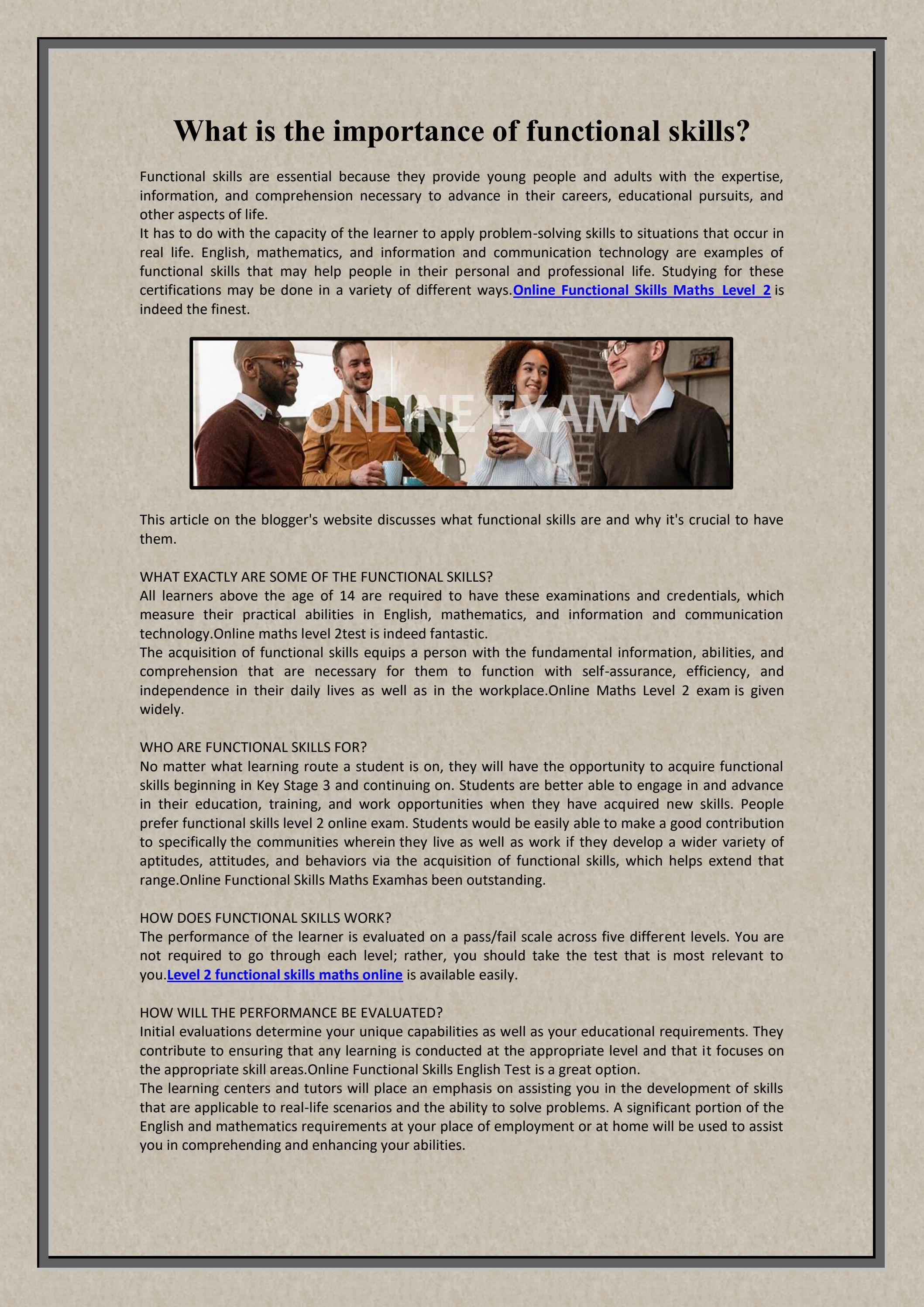 What is the importance of functional skills? by amiasarian - Issuu