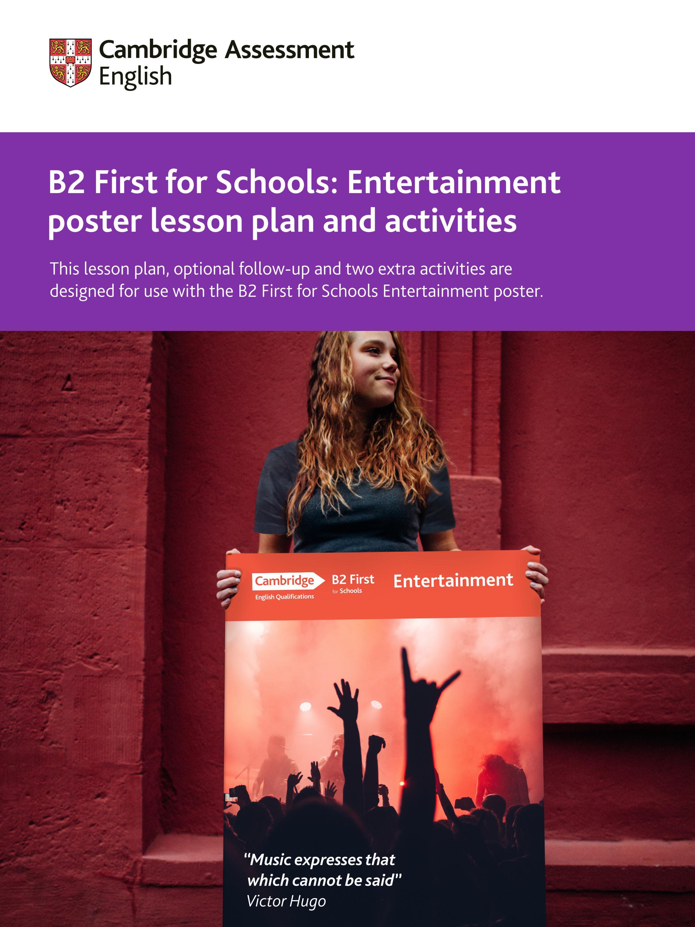 B2 First for Schools: Entertainment poster lesson plan and activities ...