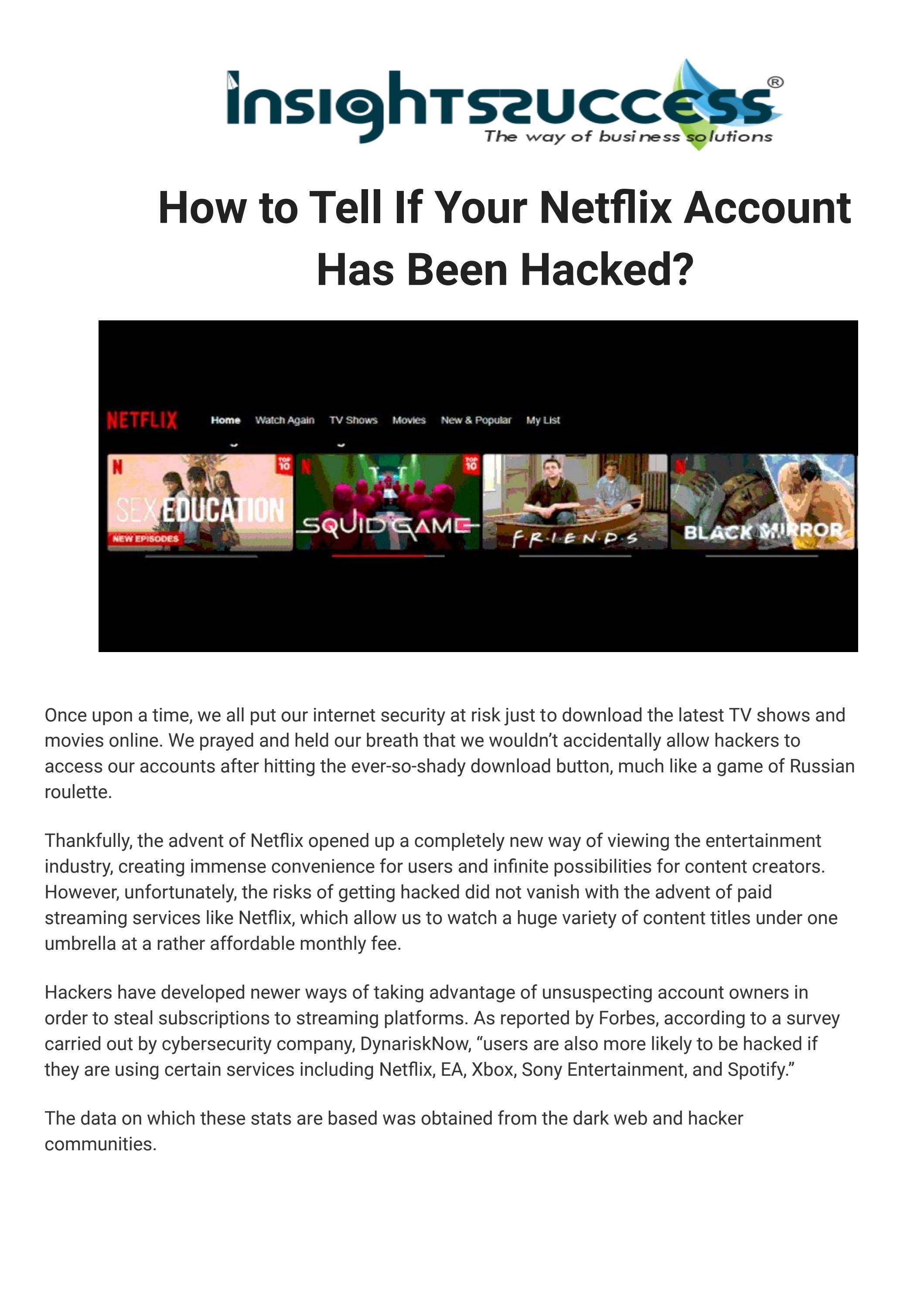 How to Tell If Your Netflix Account Has Been Hacked? by Insights ...