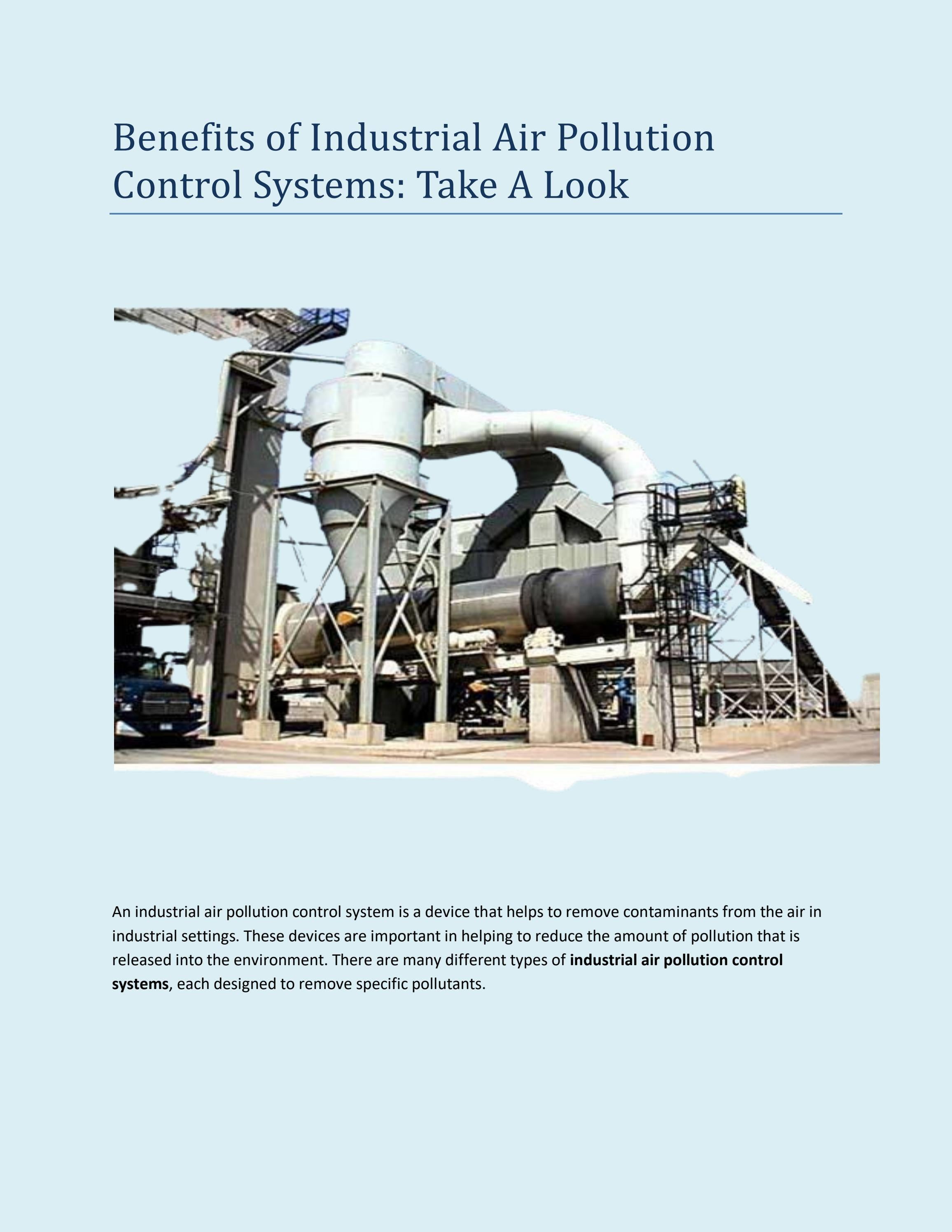 Benefits of Industrial Air Pollution Control Systems: Take A Look by ...