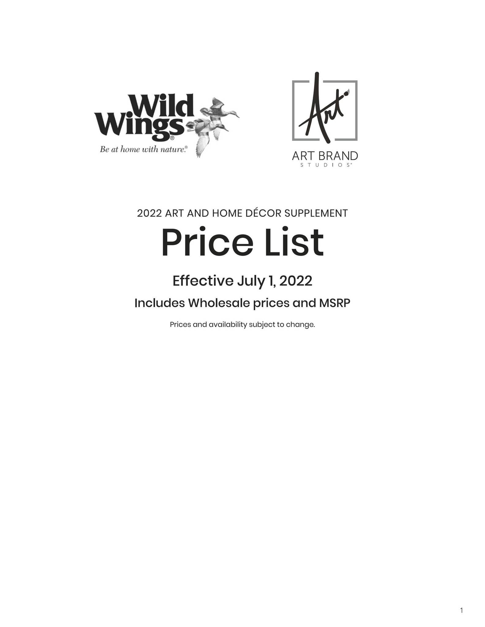 Wild Wings Price List for 2022 Art & Home Decor Supplement by Wild ...