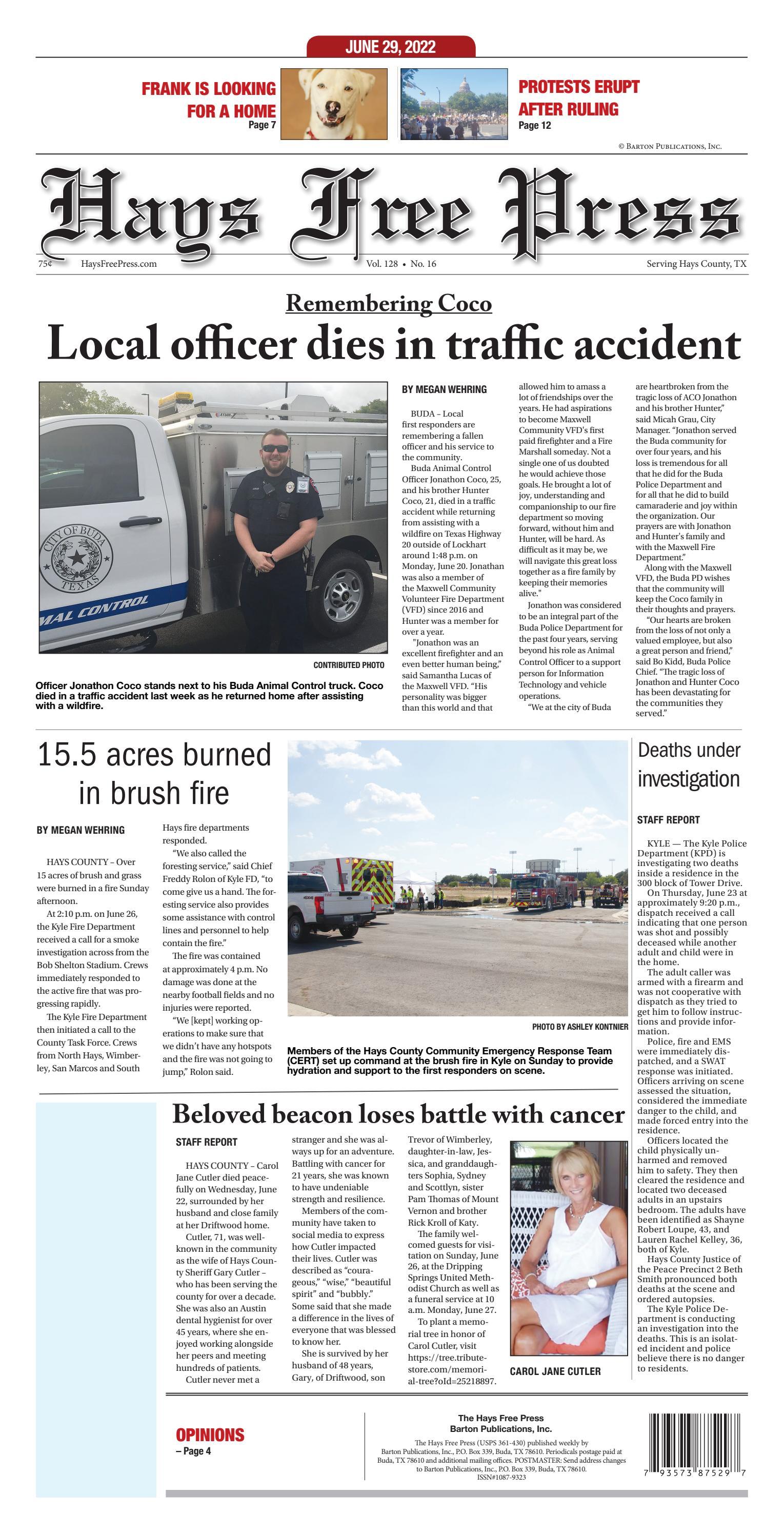 June 29, 2022 Hays Free Press by Hays Free Press/News-Dispatch - Issuu