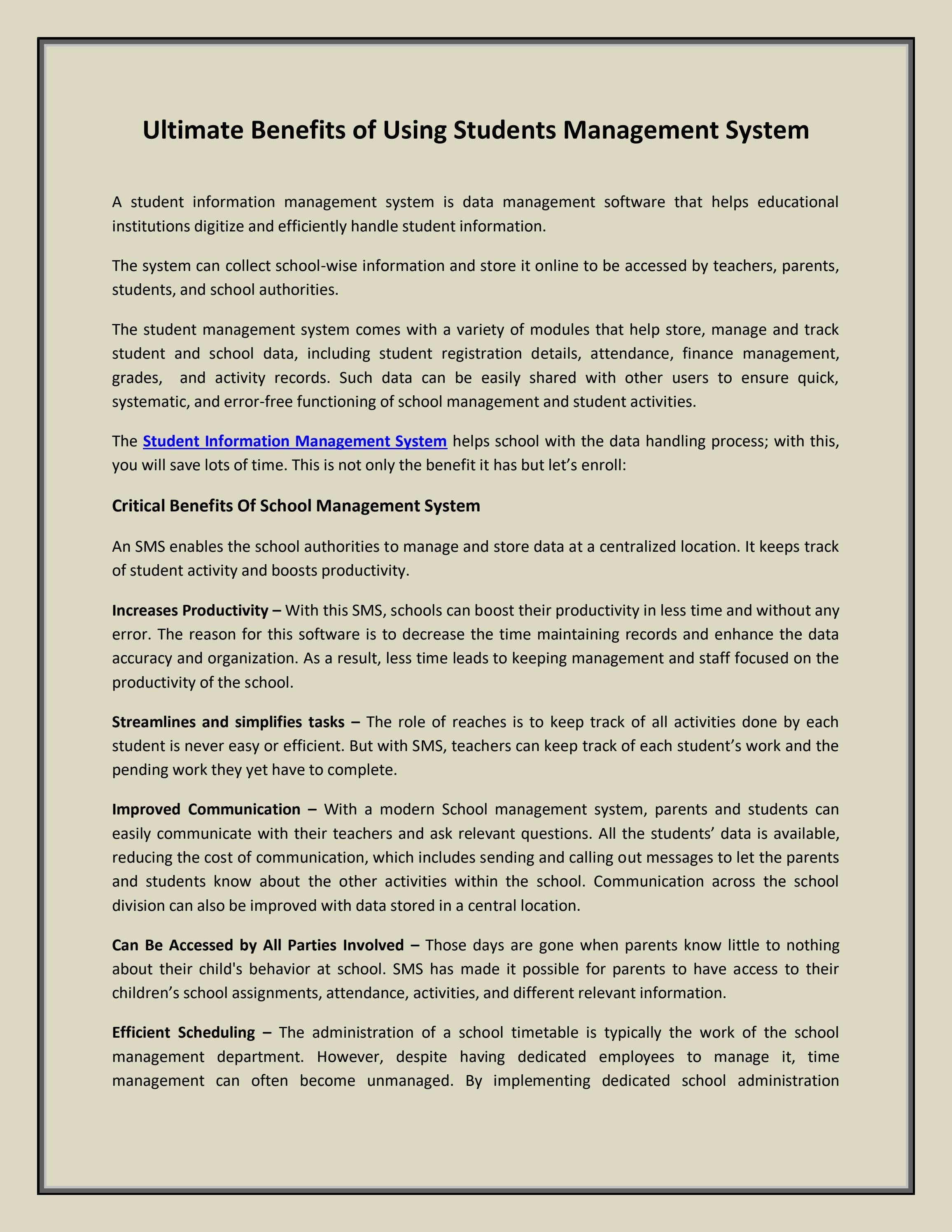 Ultimate Benefits of Using Students Management System by Lead School ...