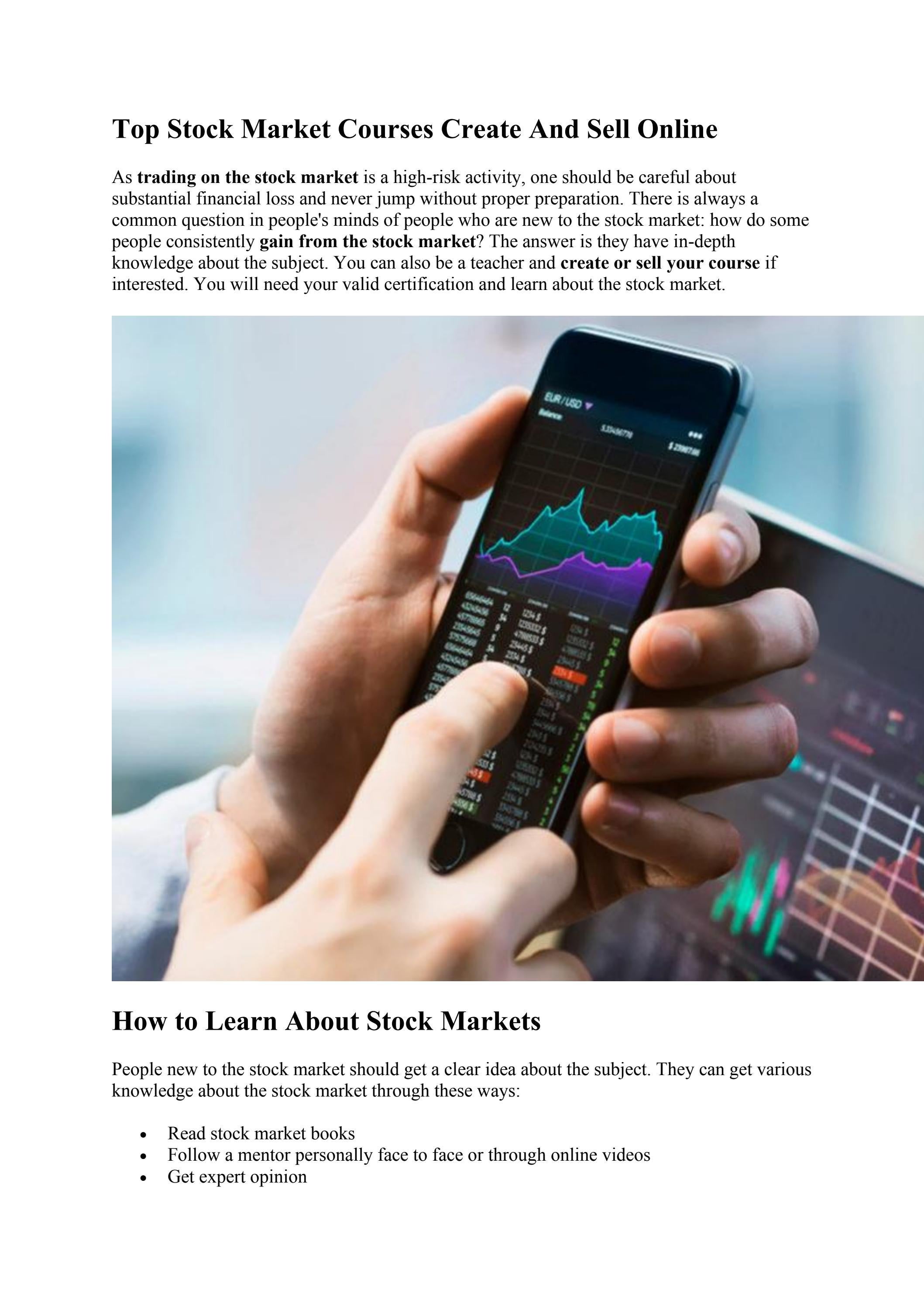 Top Stock Market Courses Create And Sell Online by class plus - Issuu
