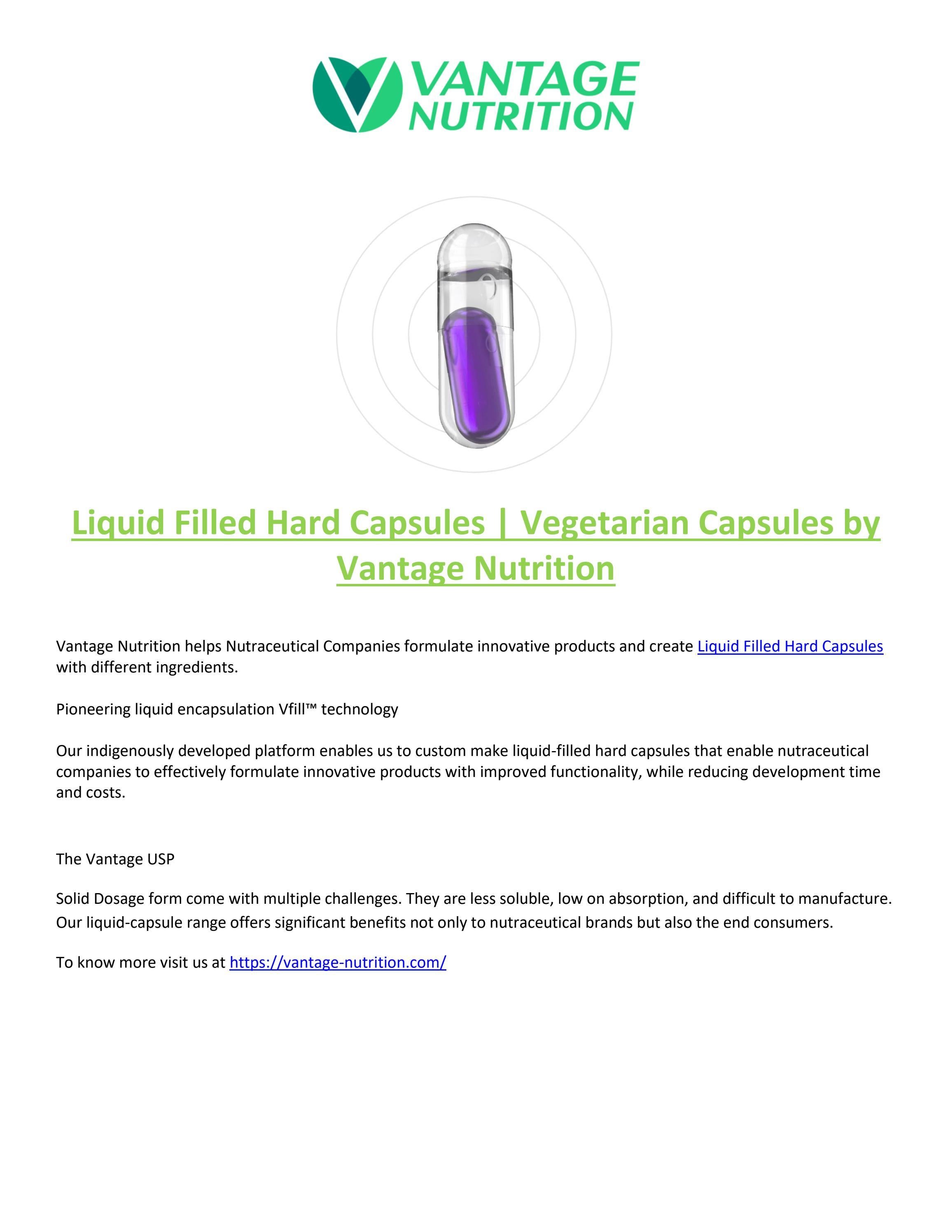 Liquid Filled Hard Capsules | Vegetarian Capsules by Vantage Nutrition ...