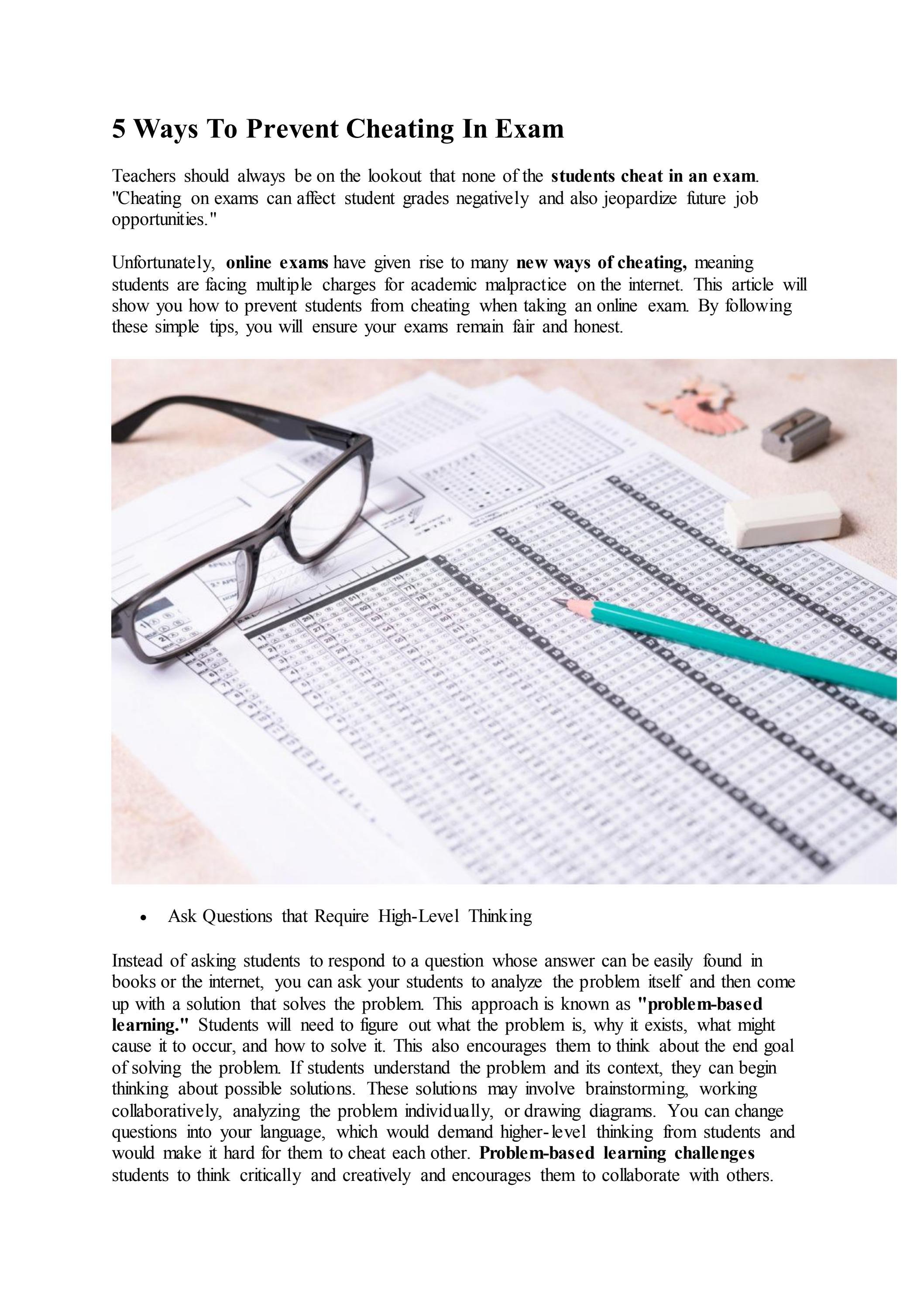 5 Ways To Prevent Cheating In Exam by class plus - Issuu