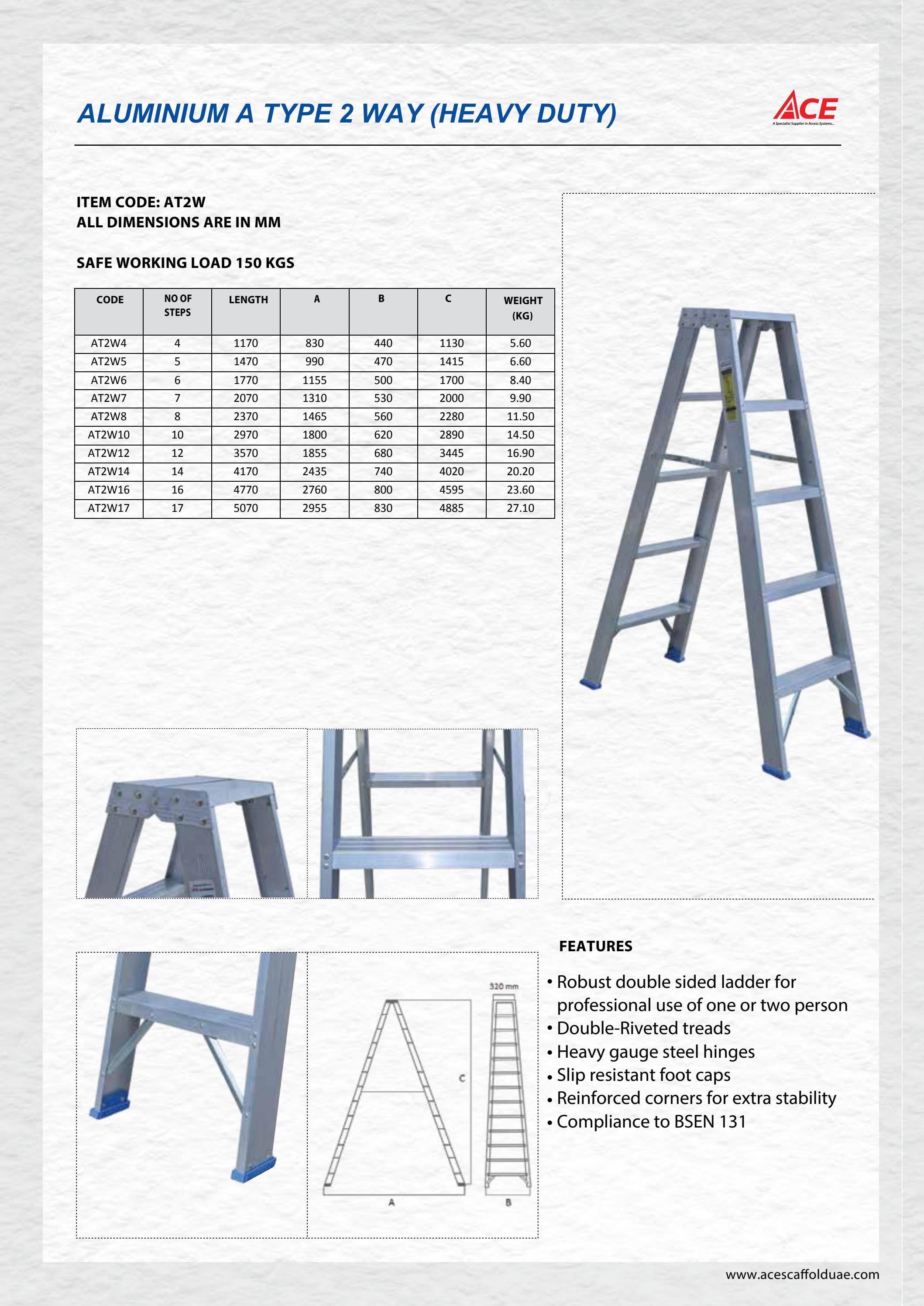 ALUMINIUM A TYPE DOUBLE SIDED STEP LADDER by ace scaffolduae - Issuu