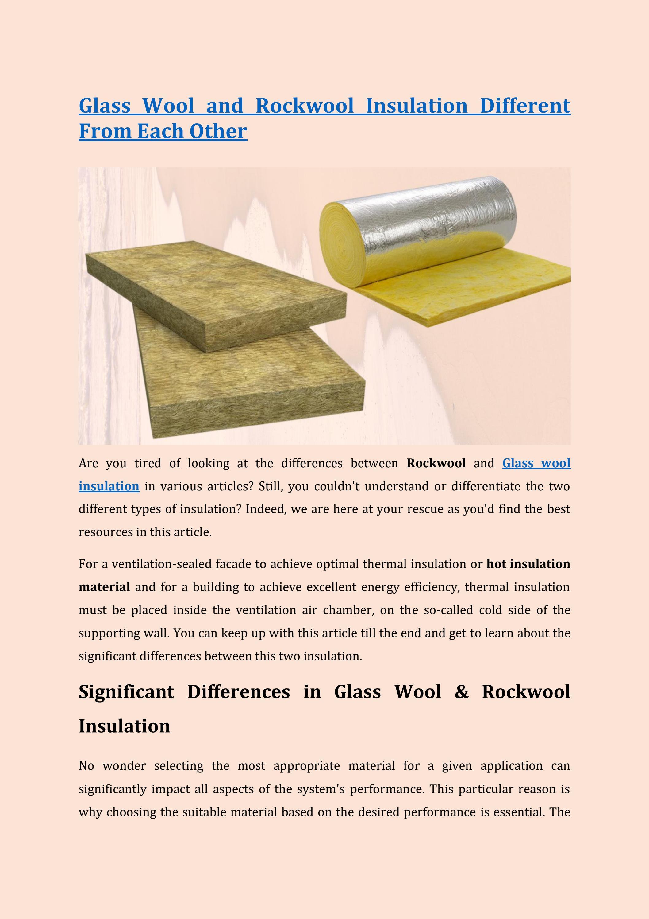 Glass Wool And Rockwool Insulation Are Different From Each Other ...