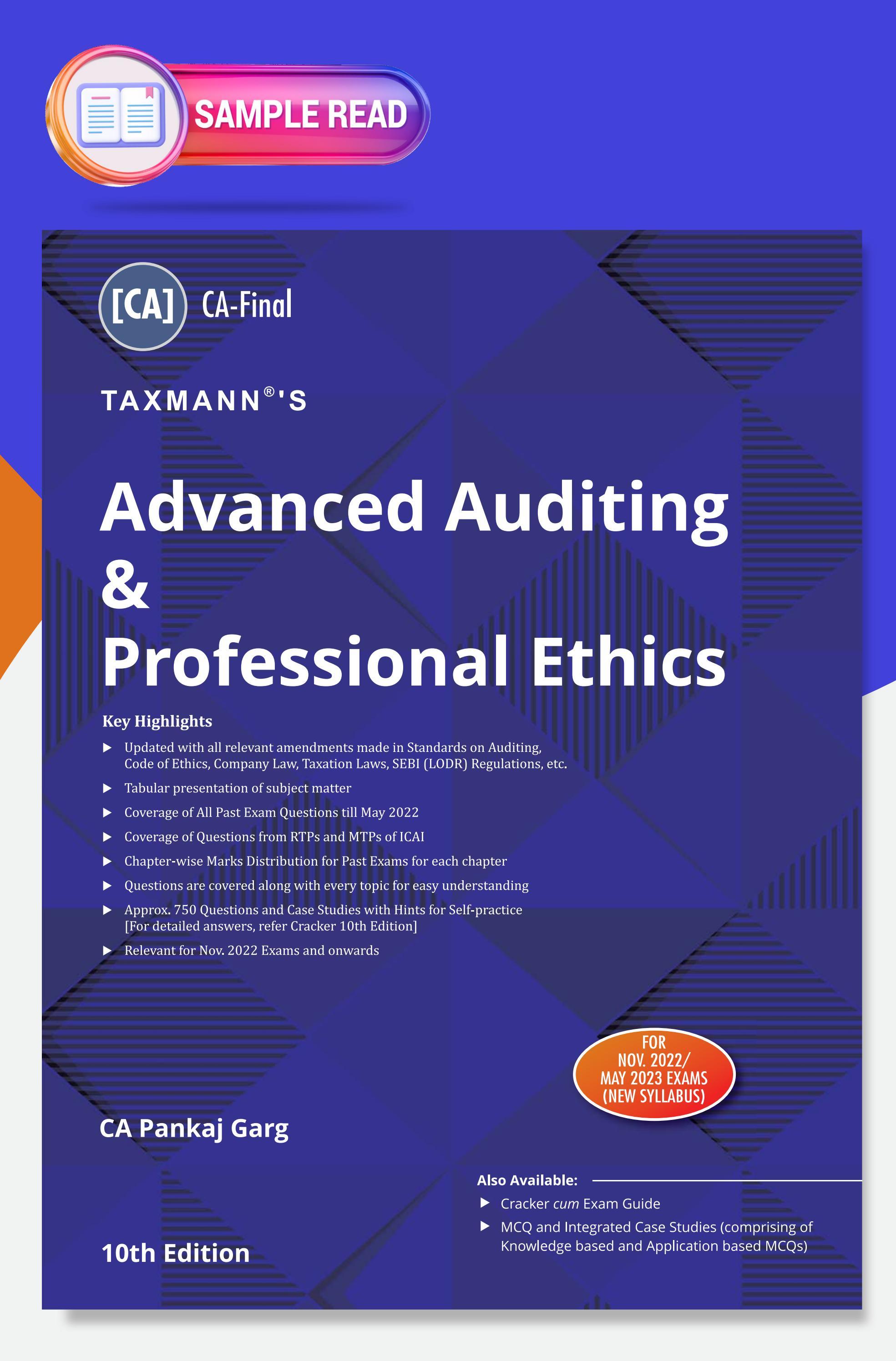 Taxmann's Advanced Auditing & Professional Ethics (Audit) | TEXTBOOK by ...