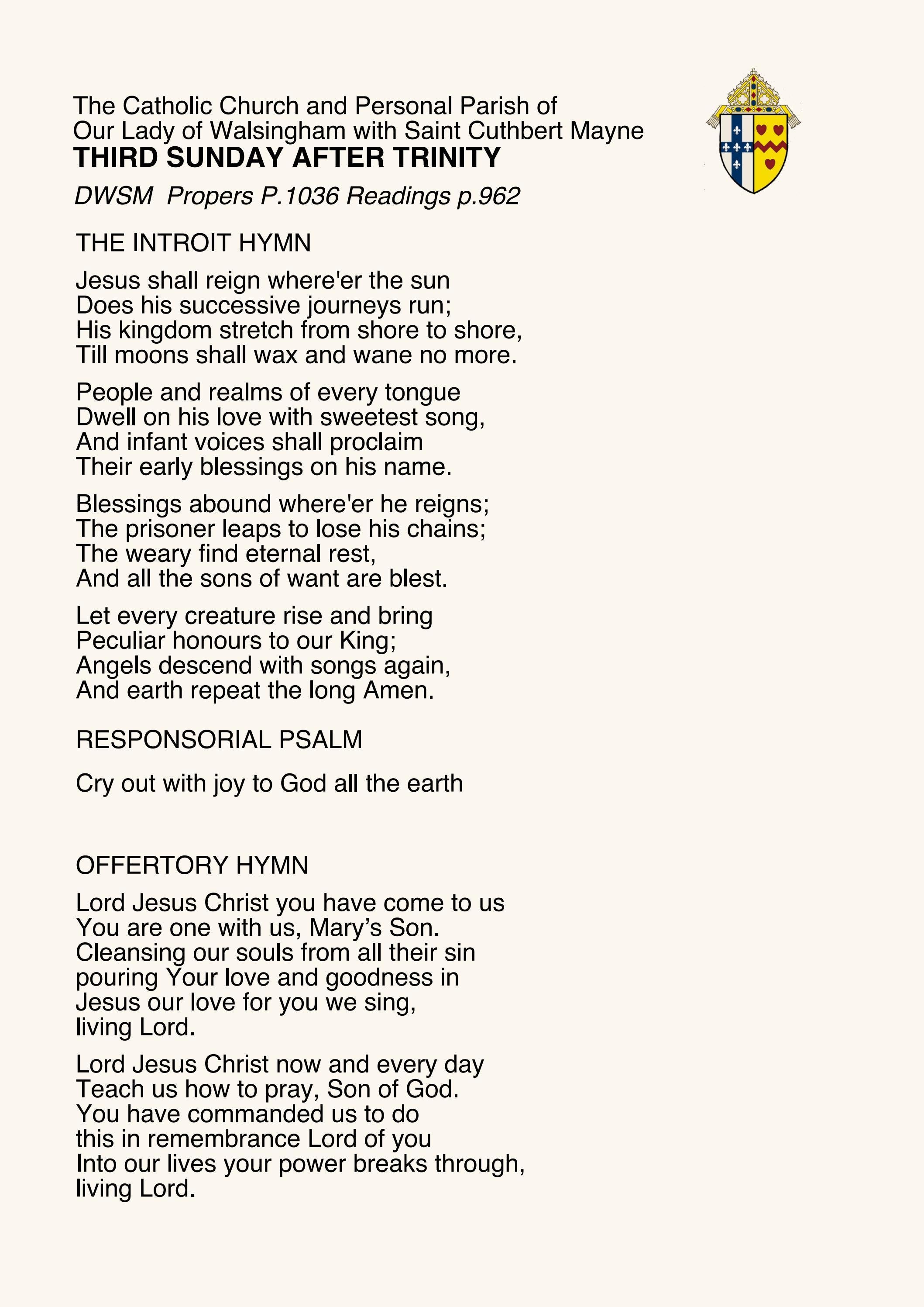 HYMN SHEET TRINITY III C & ORDO by David Lashbrooke - Issuu