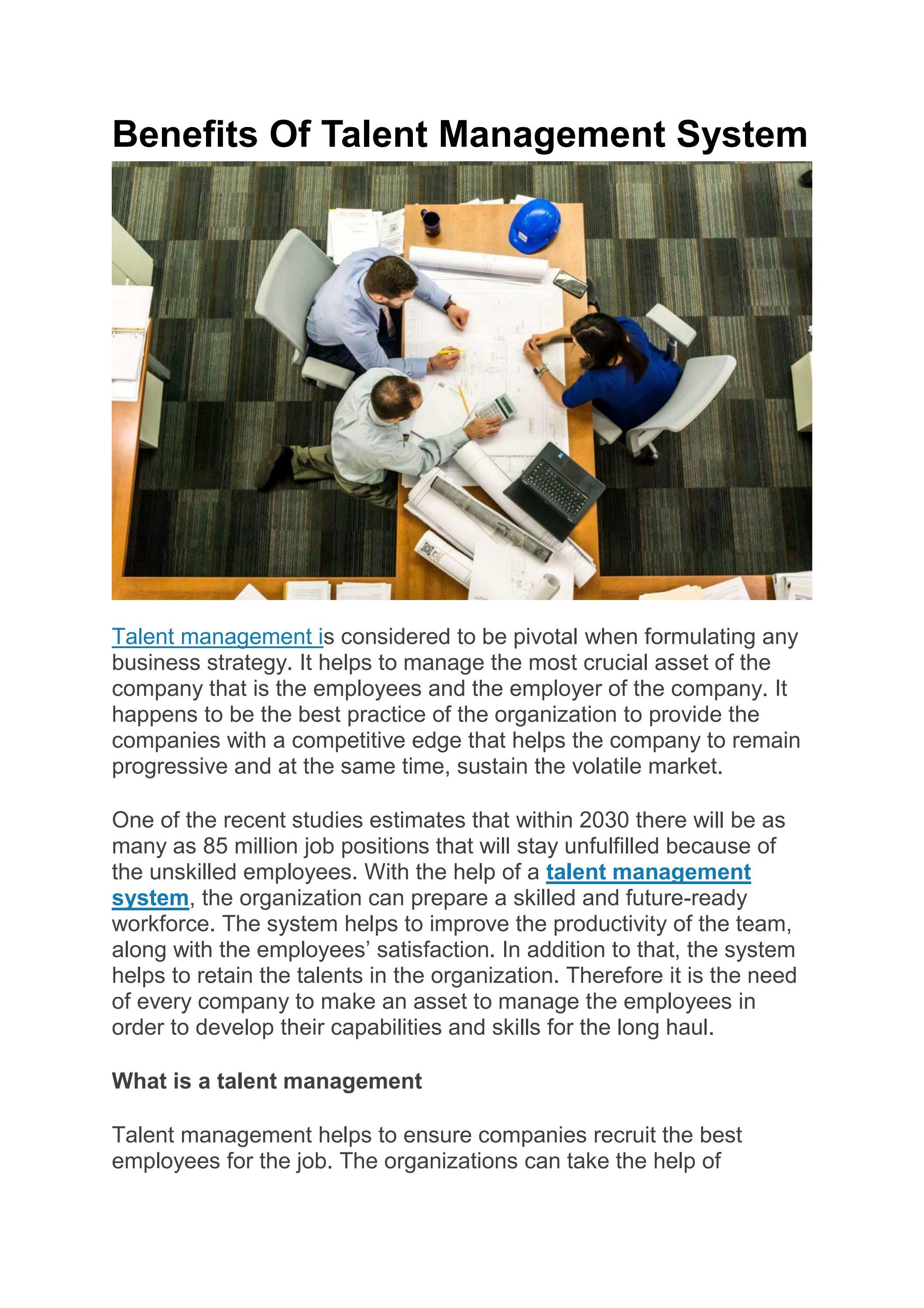 Benefits Of Talent Management System by qandle - Issuu