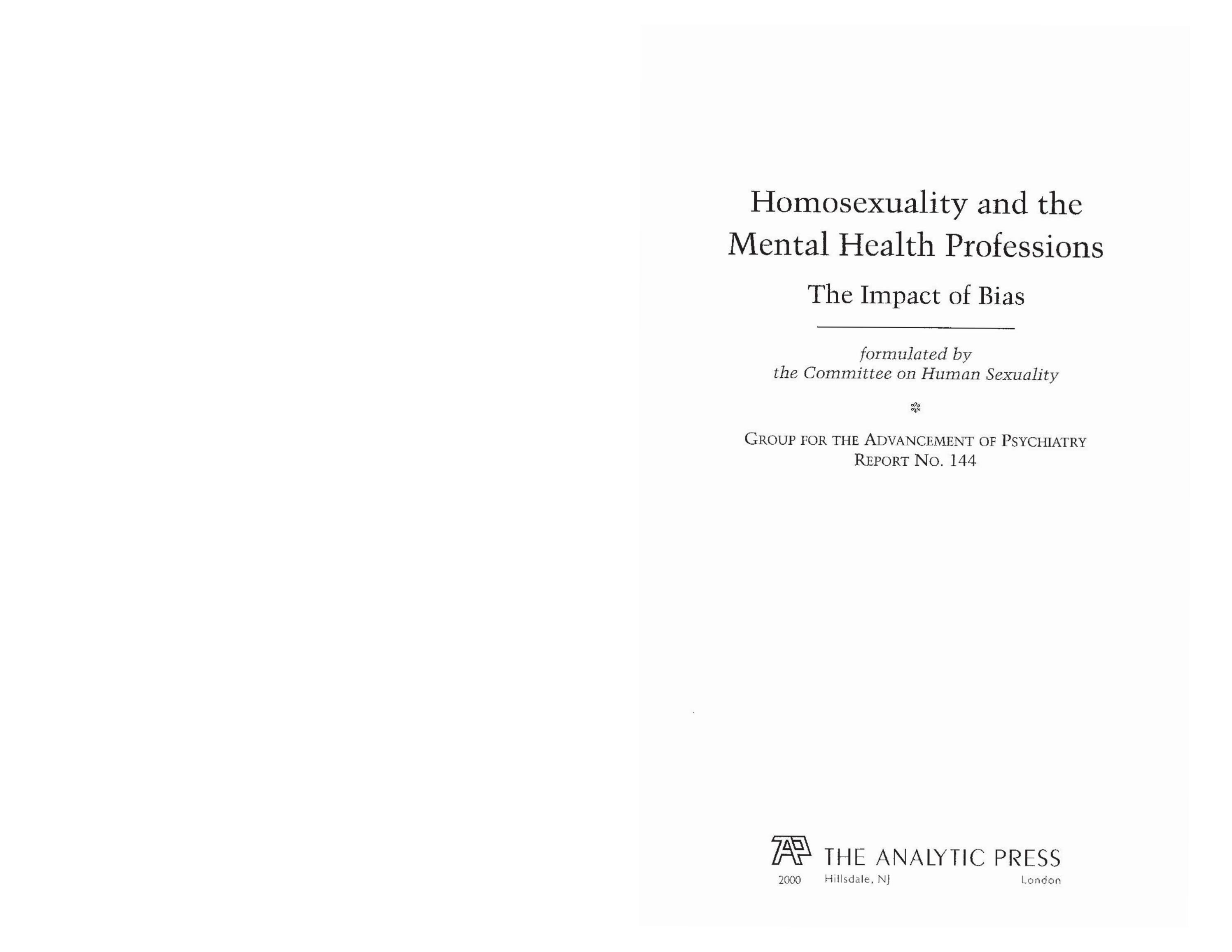 Homosexuality and the Mental Health Professions by articles - Issuu