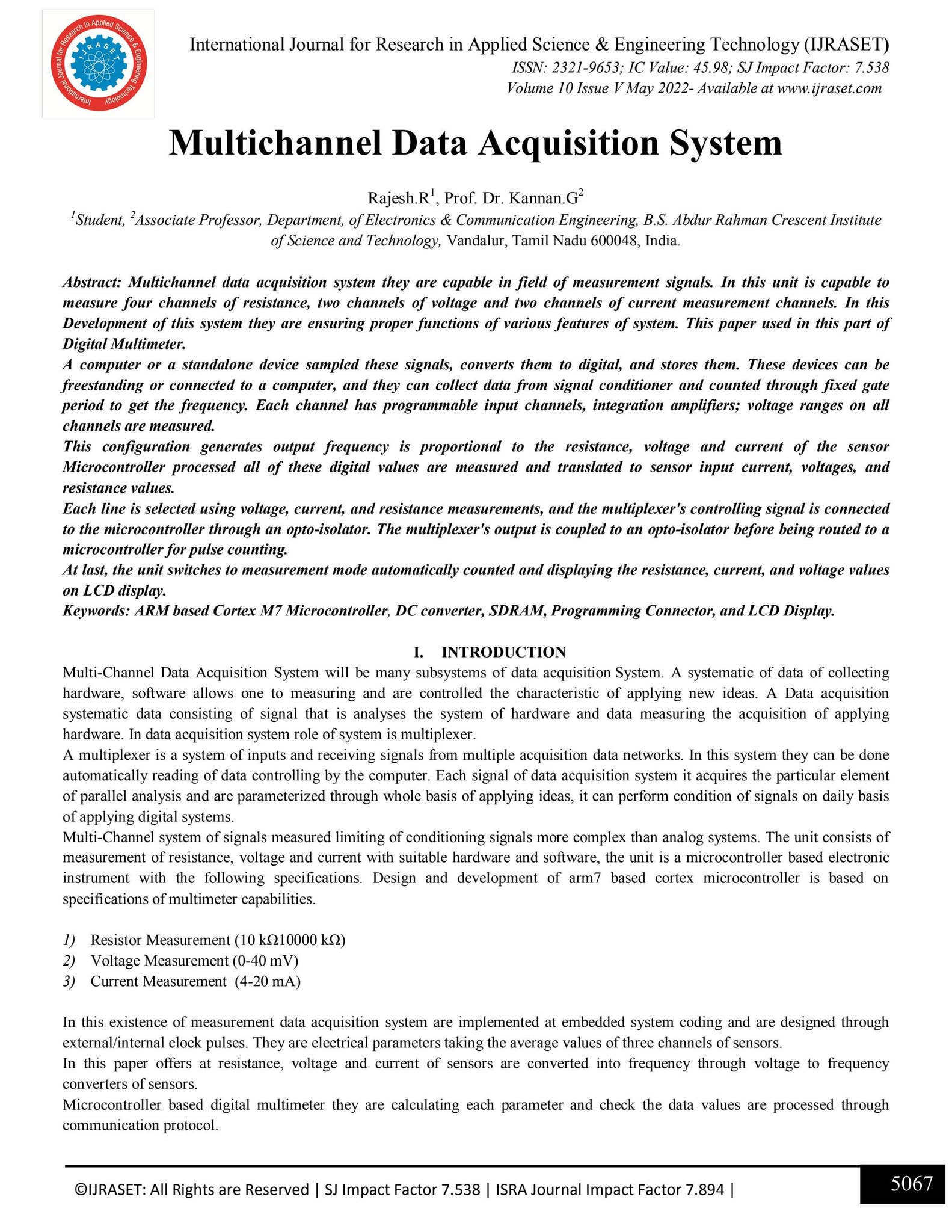 Multichannel Data Acquisition System by IJRASET - Issuu