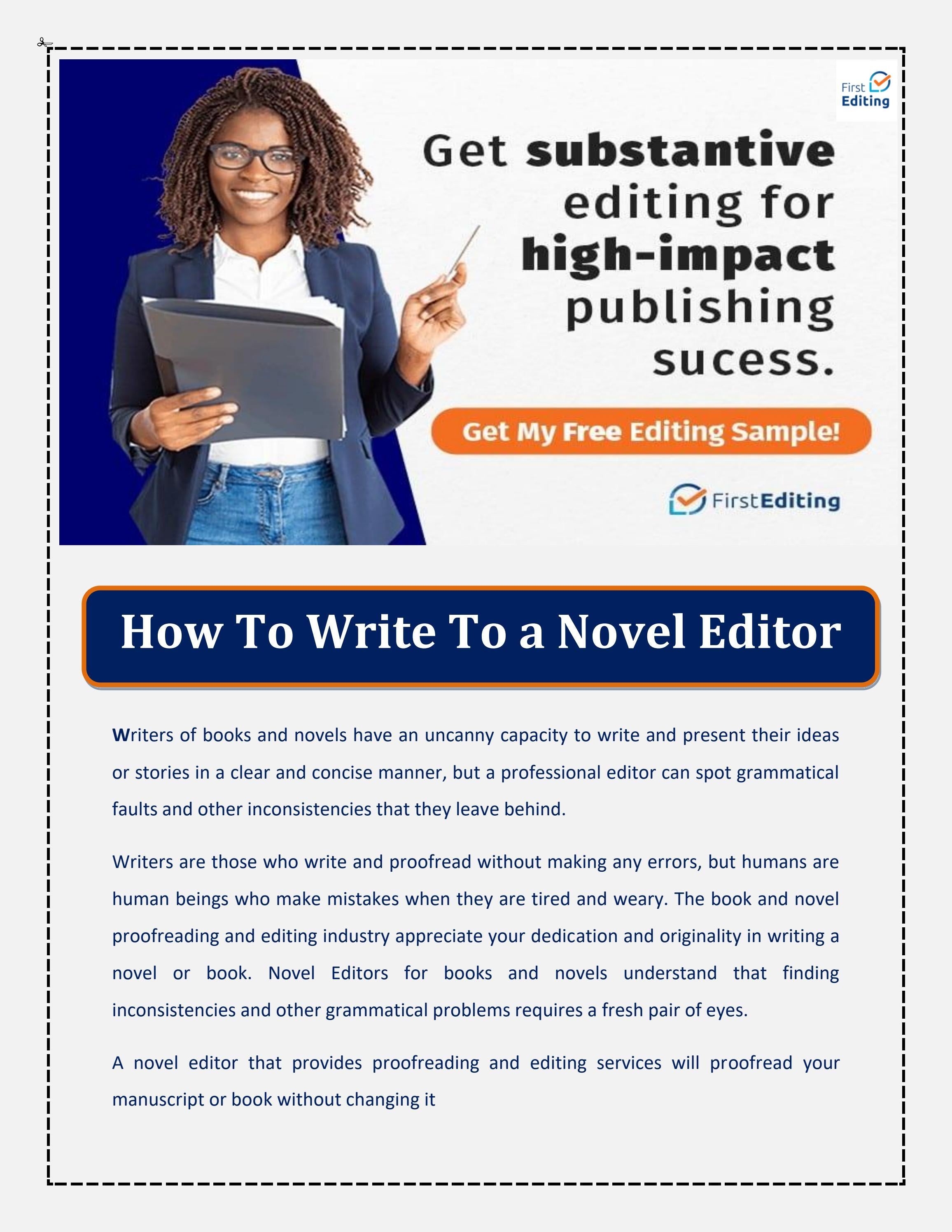 How To Write To A Novel Editor By First Editing Issuu