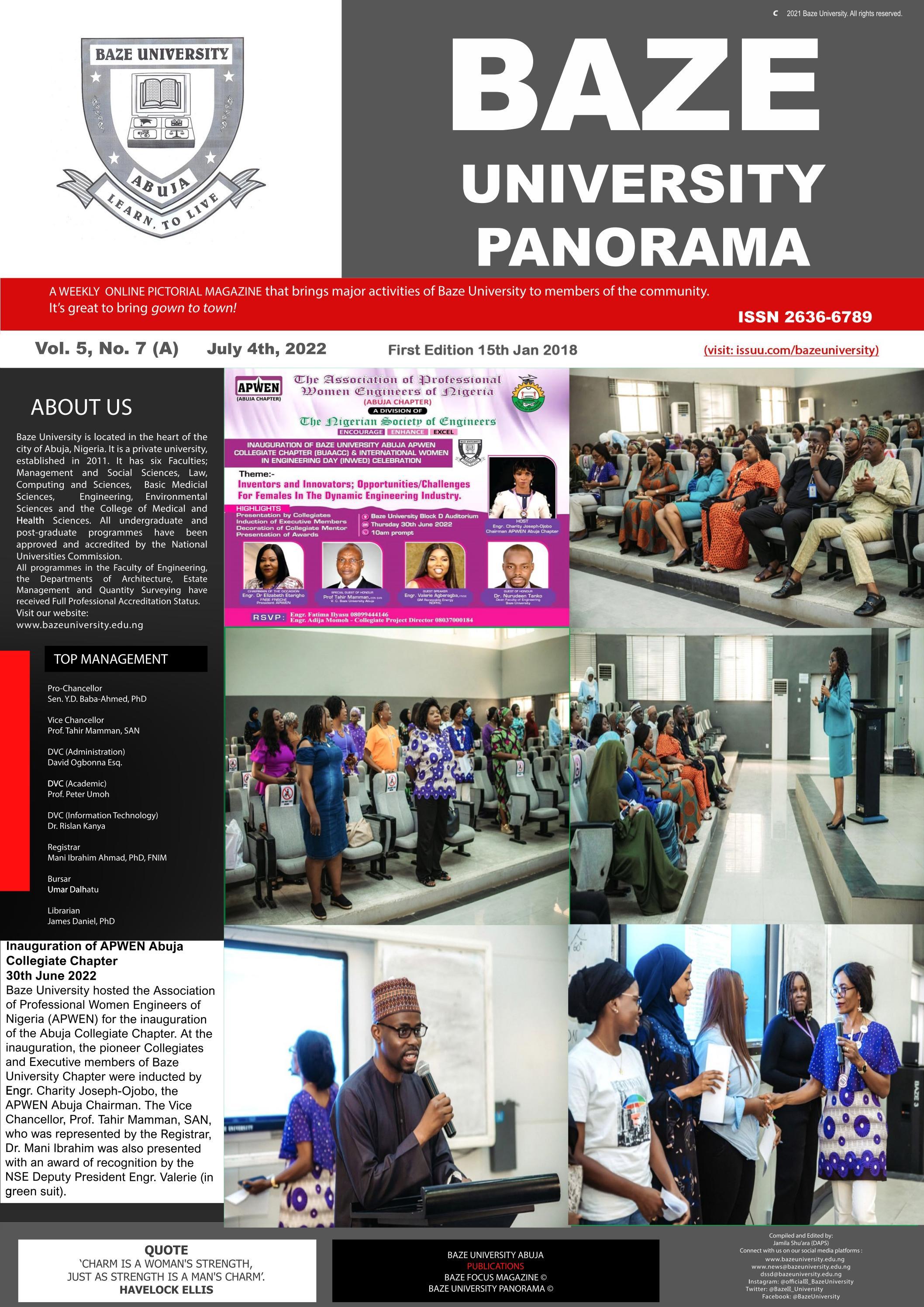 BAZE UNIVERSITY PANORAMA NEWS (4th July 2022) by Baze University - Issuu