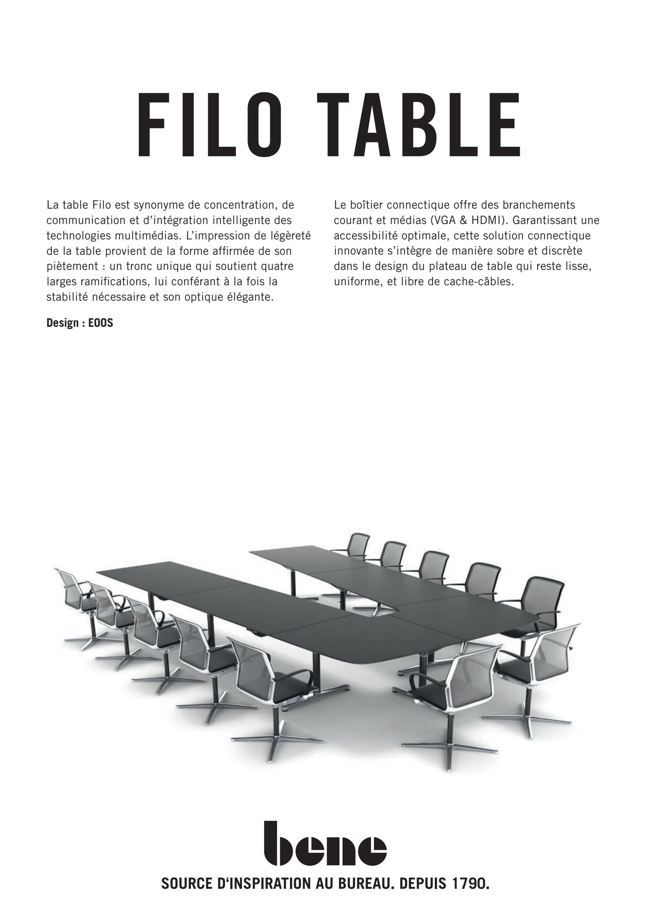 Filo Table Product data sheet Francais by Bene Office - Issuu