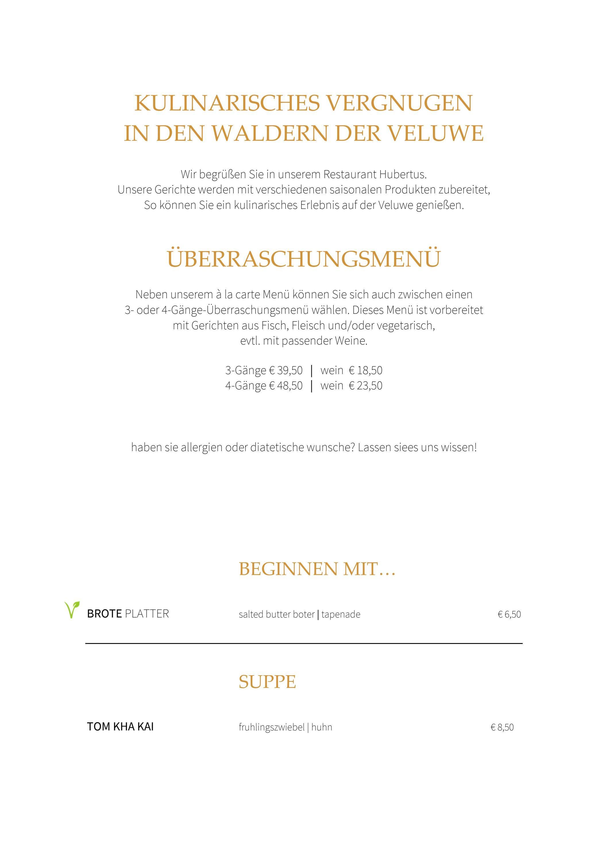 Menukaart Hubertus Duits by WestCord Hotels BV - Issuu