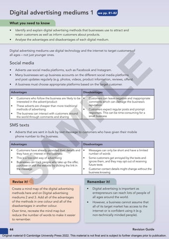 Cambridge Nationals Enterprise and Marketing Revision Guide Sample by ...