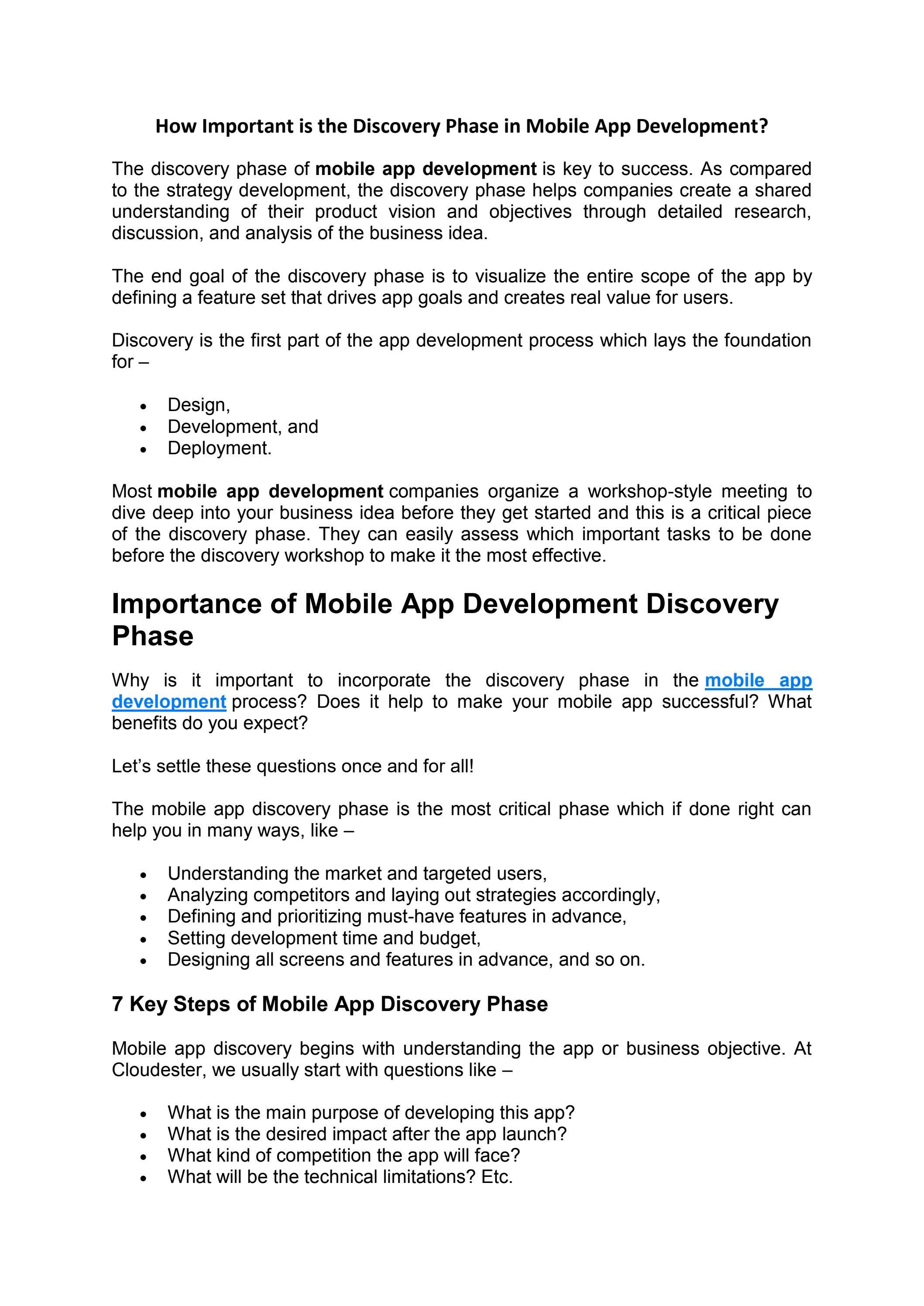 How Important is the Discovery Phase in Mobile App Development? by ...