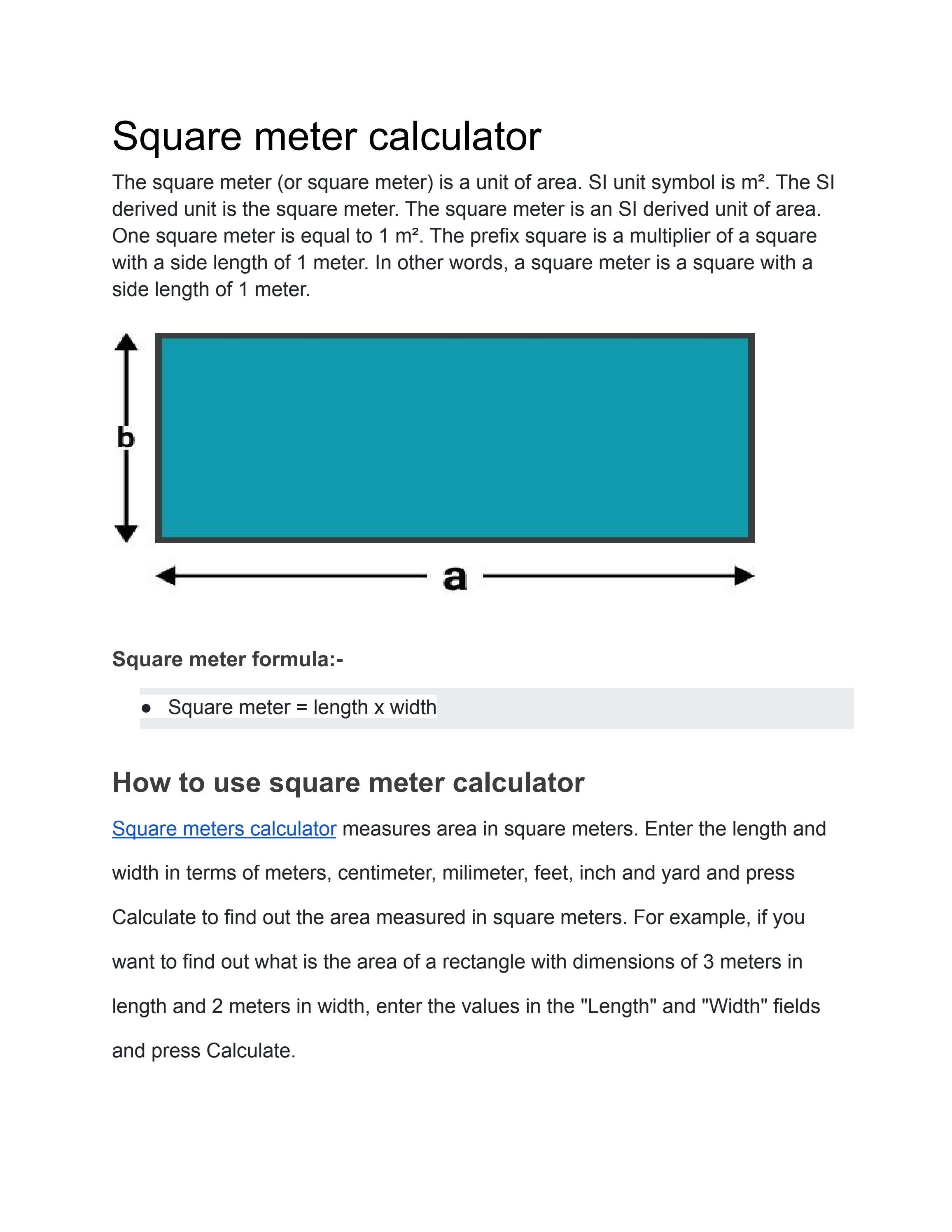 Square Meters Calculator By Calculatorway Issuu