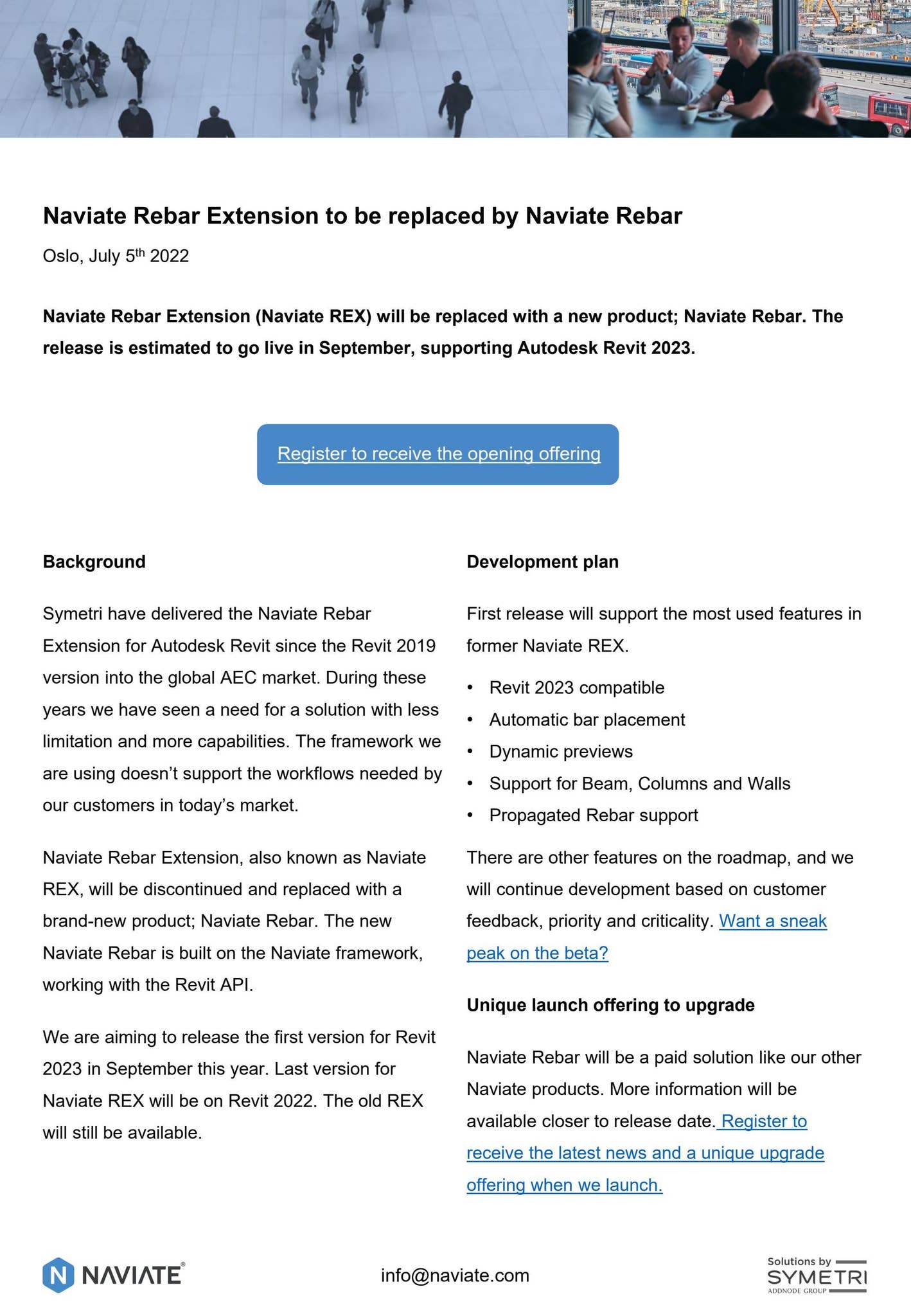 Naviate Rebar Extension (Naviate REX) to be replaced by Naviate Rebar ...