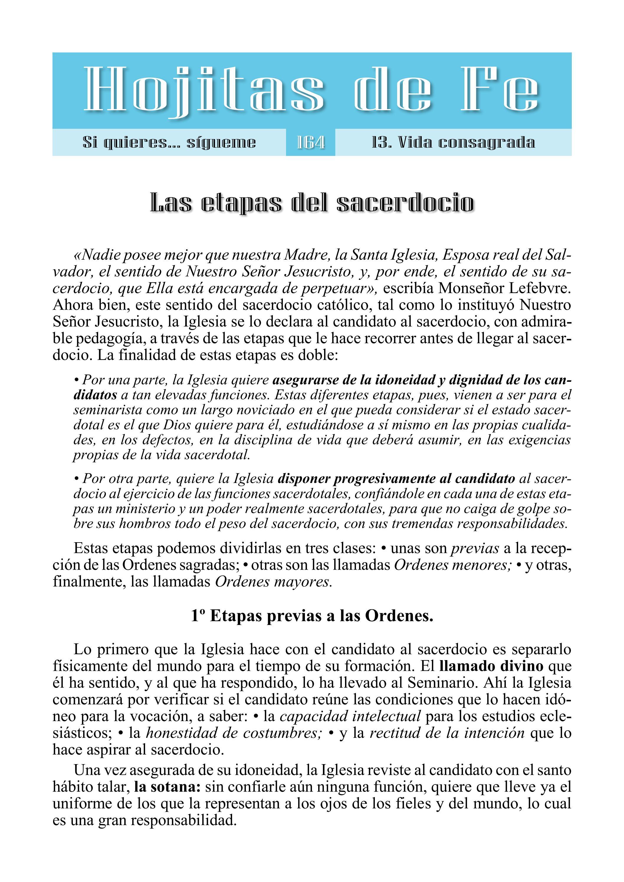 Hojitas de Fe 164 - Las etapas del sacerdocio by JMJ.ediciones - Issuu