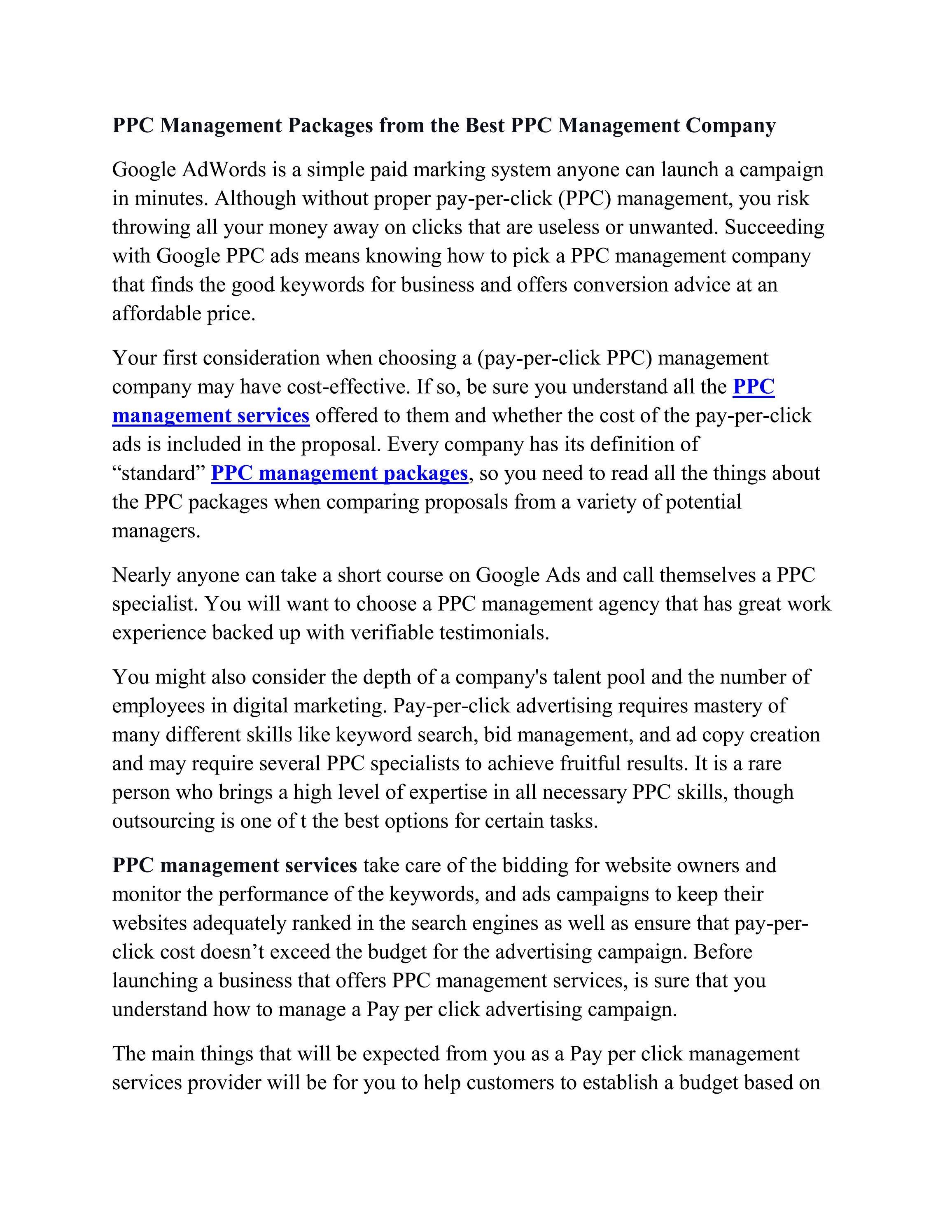 PPC Management Packages from the Best PPC Management Company by ...